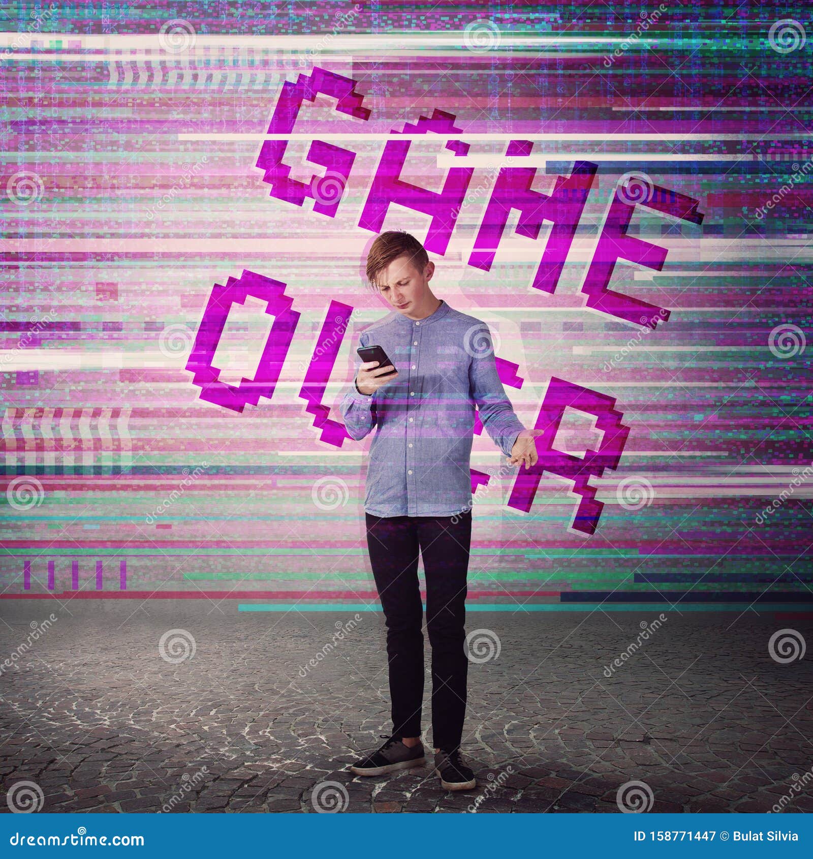 Displeased Adolescent Boy Using Mobile Phone Has Lots of Software Bugs ...