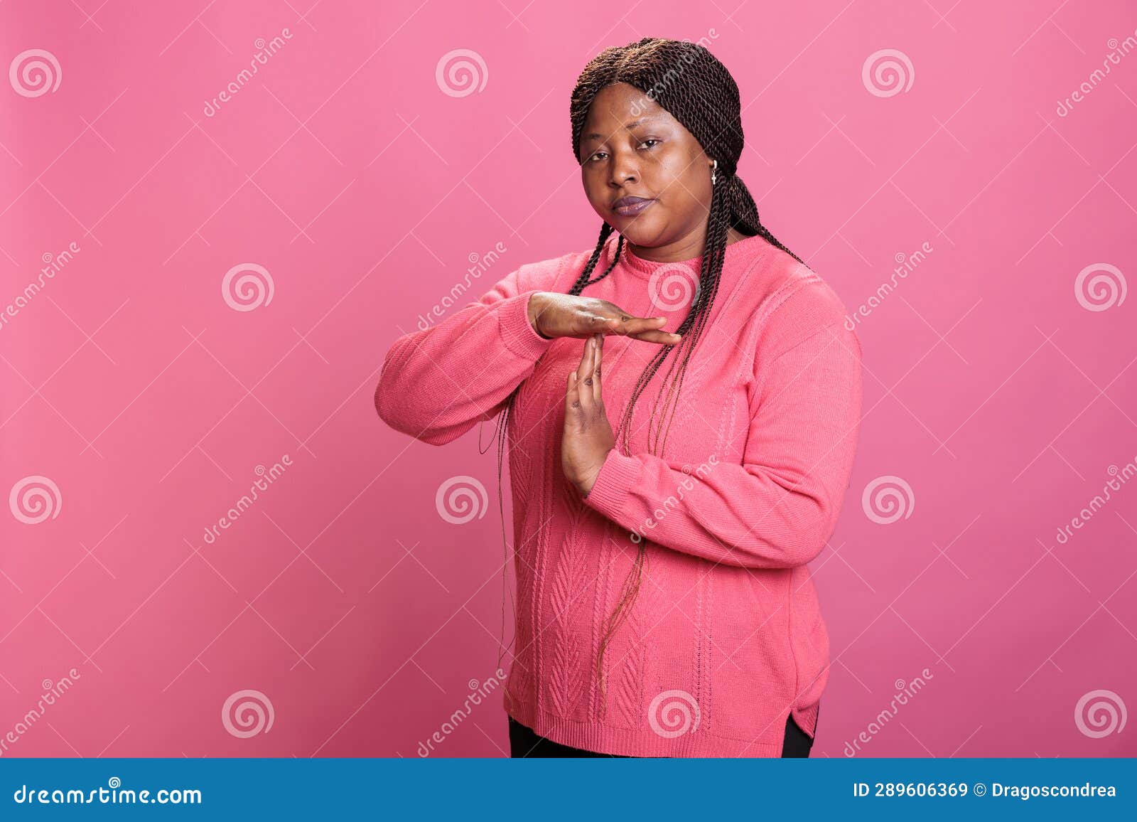 Displeased Angry Woman Doing Timeout and Break Gesture while Making ...