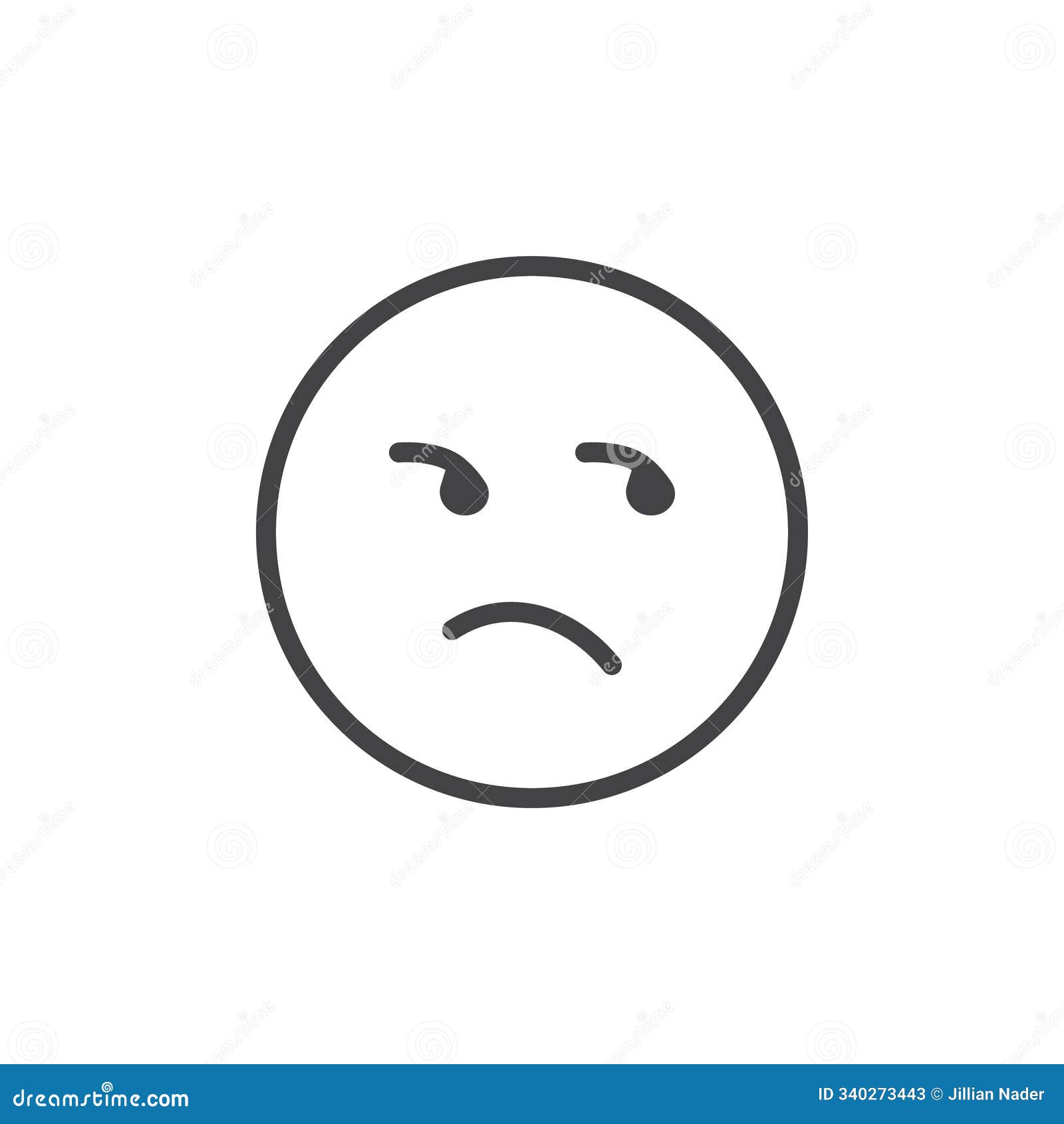 Displeased Icon Thin Outline Art Symbol Cartoon Vector | CartoonDealer ...