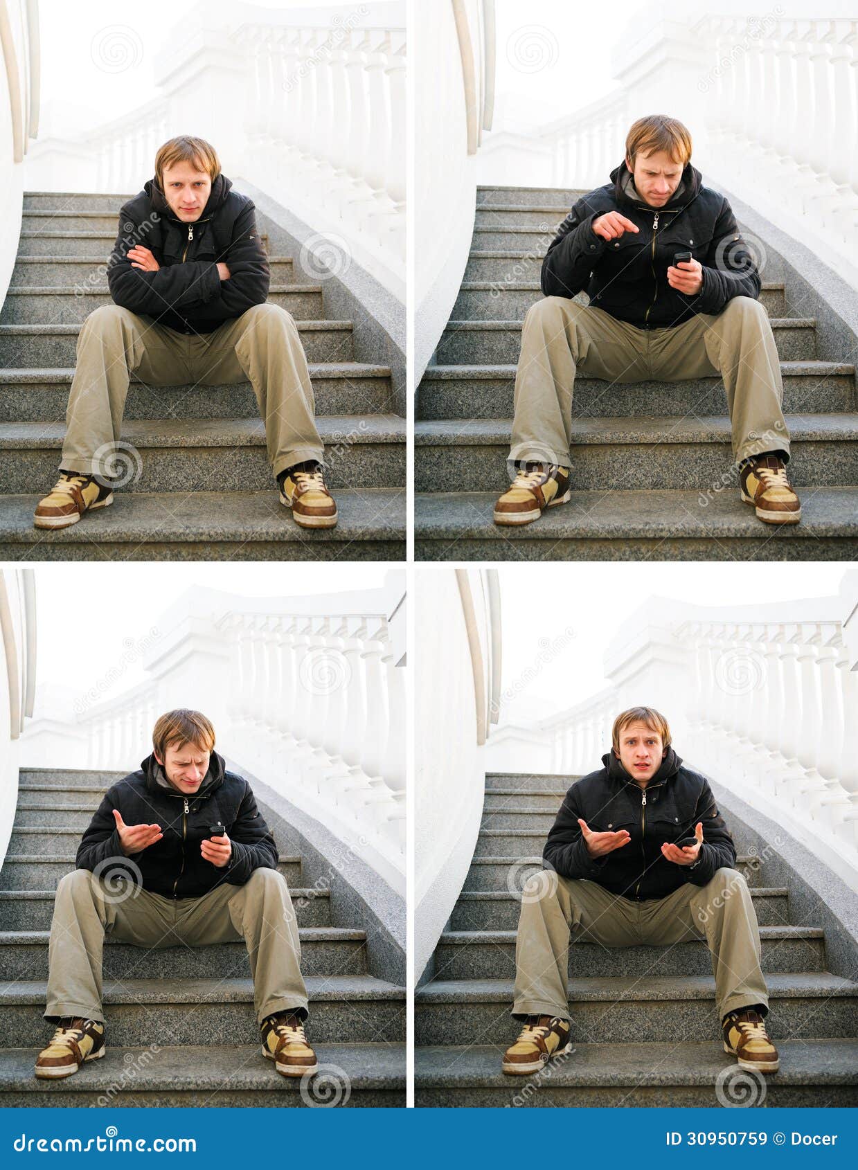 Displeased Man with Phone. Bad Connection Stock Image - Image of white ...