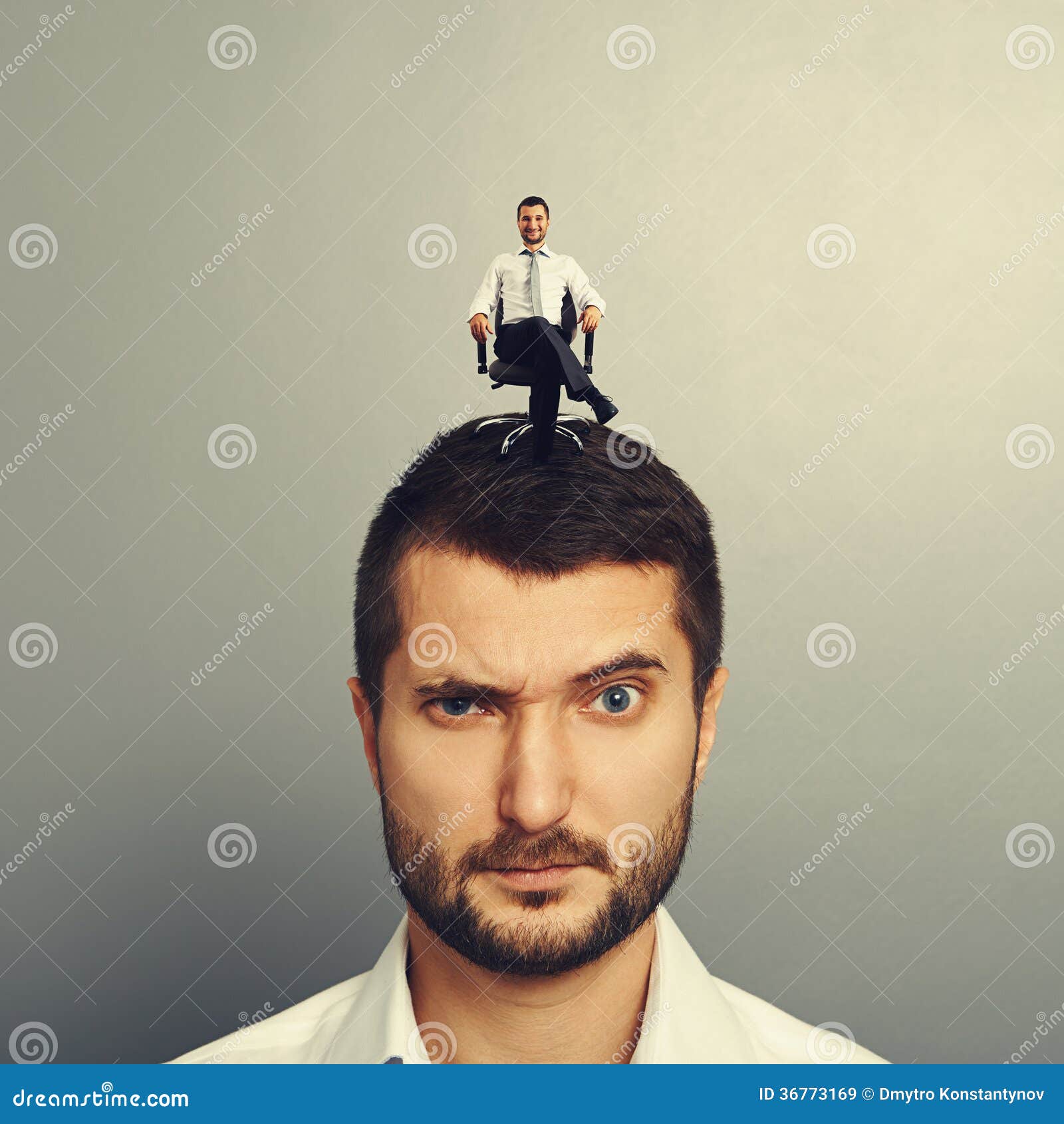 Displeased Man with Small Happy Man Stock Image - Image of ...