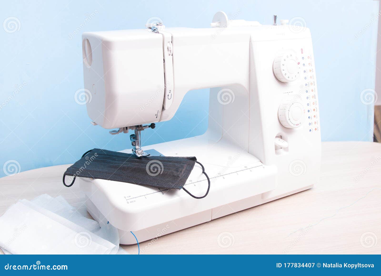 Disposable Black Face Shield and Homemade Multi-face Mask Lie on the ...