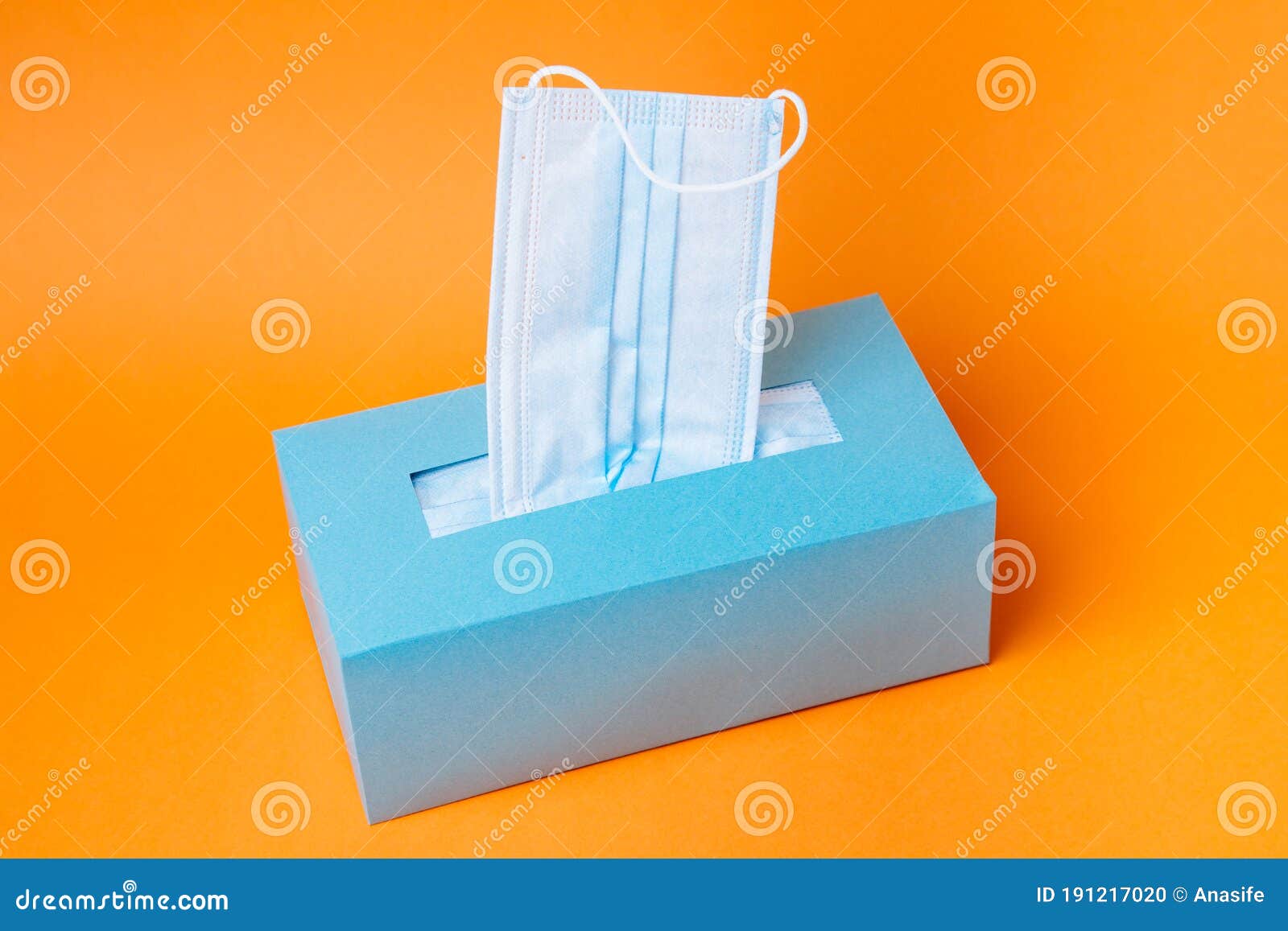 Disposable Blue Face Mask Box on Orange Background Stock Photo - Image ...
