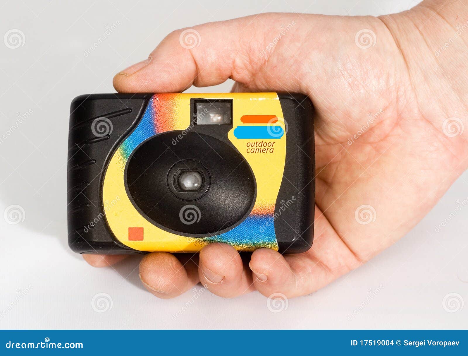 A Disposable Camera in Hand, Photographer Stock Photo - Image of front ...