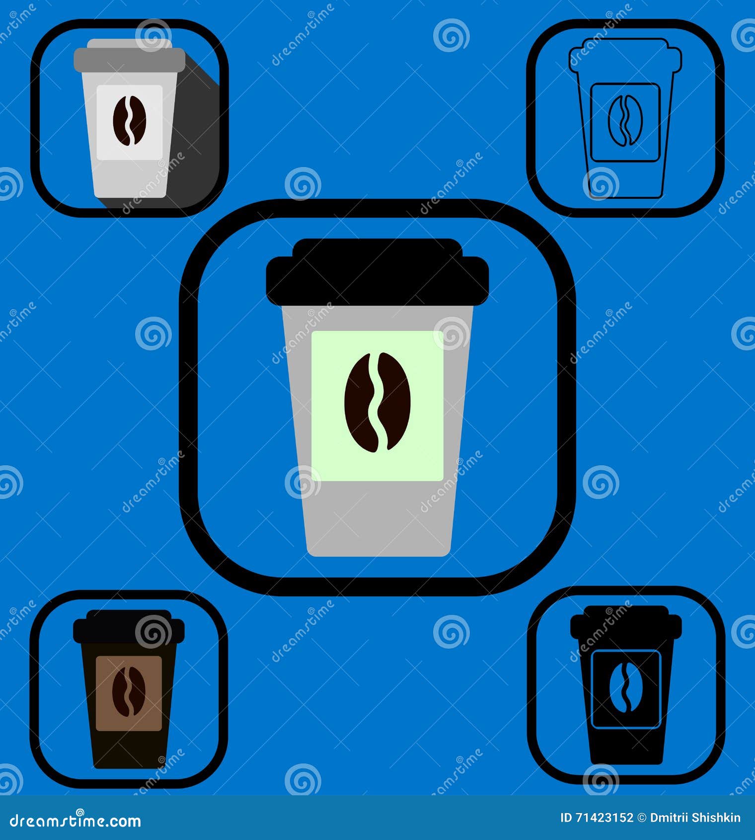 Disposable Coffee Cup Icons Set Stock Vector - Illustration of icon ...