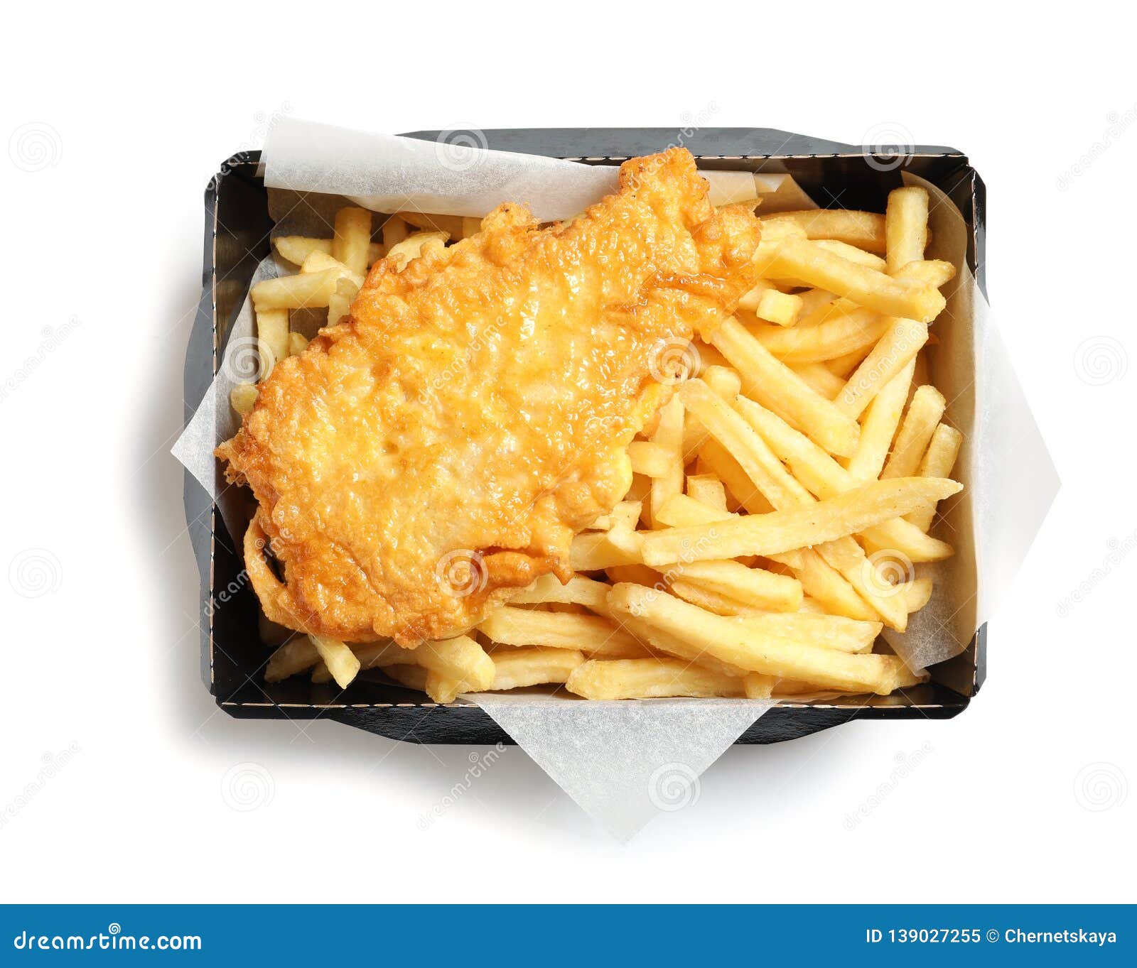 Disposable Container With British Traditional Fish And Potato Chips ...