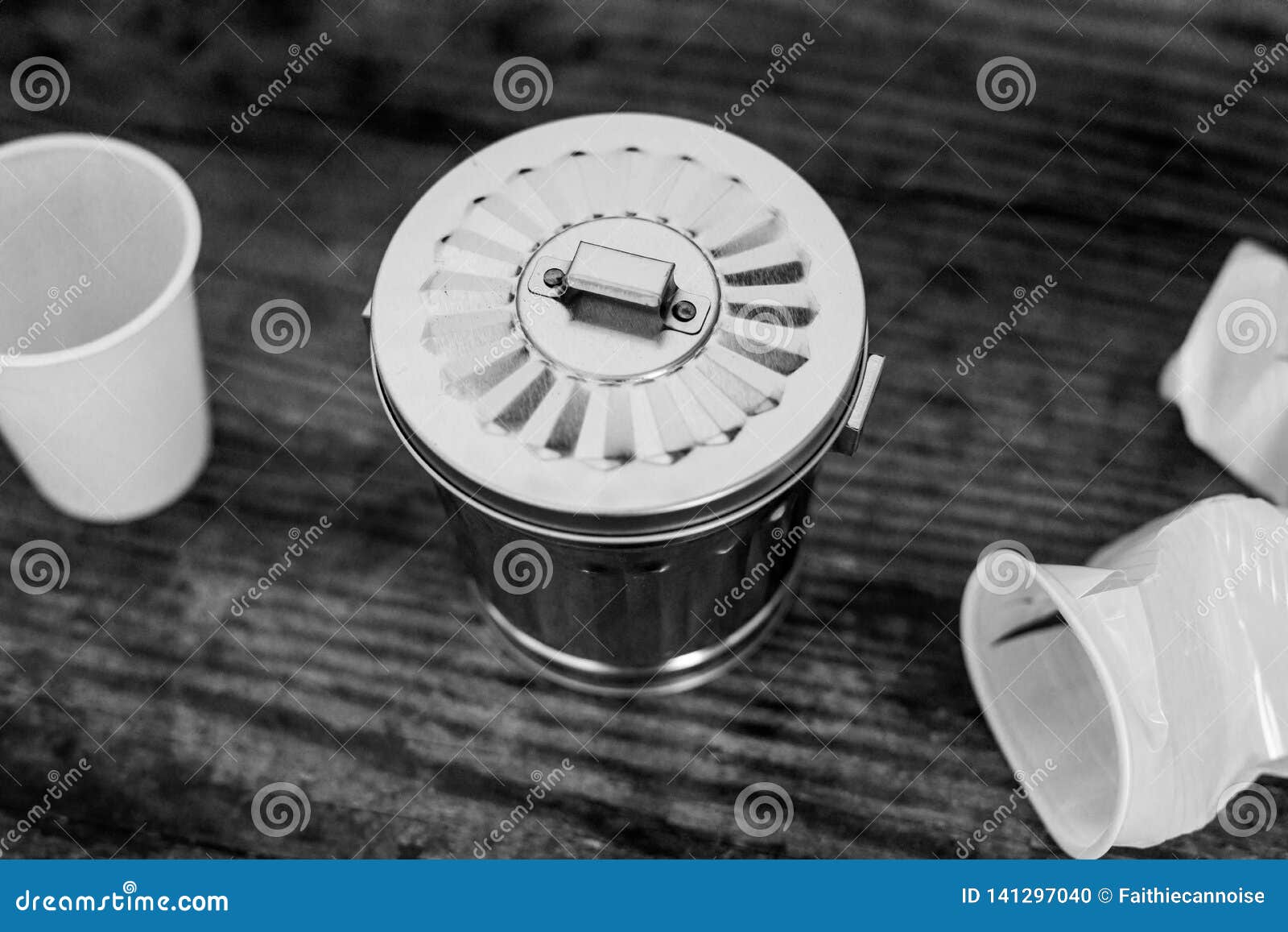 Disposable Cups and Garbage Bin Concept of Reducing Single-use Plastic ...