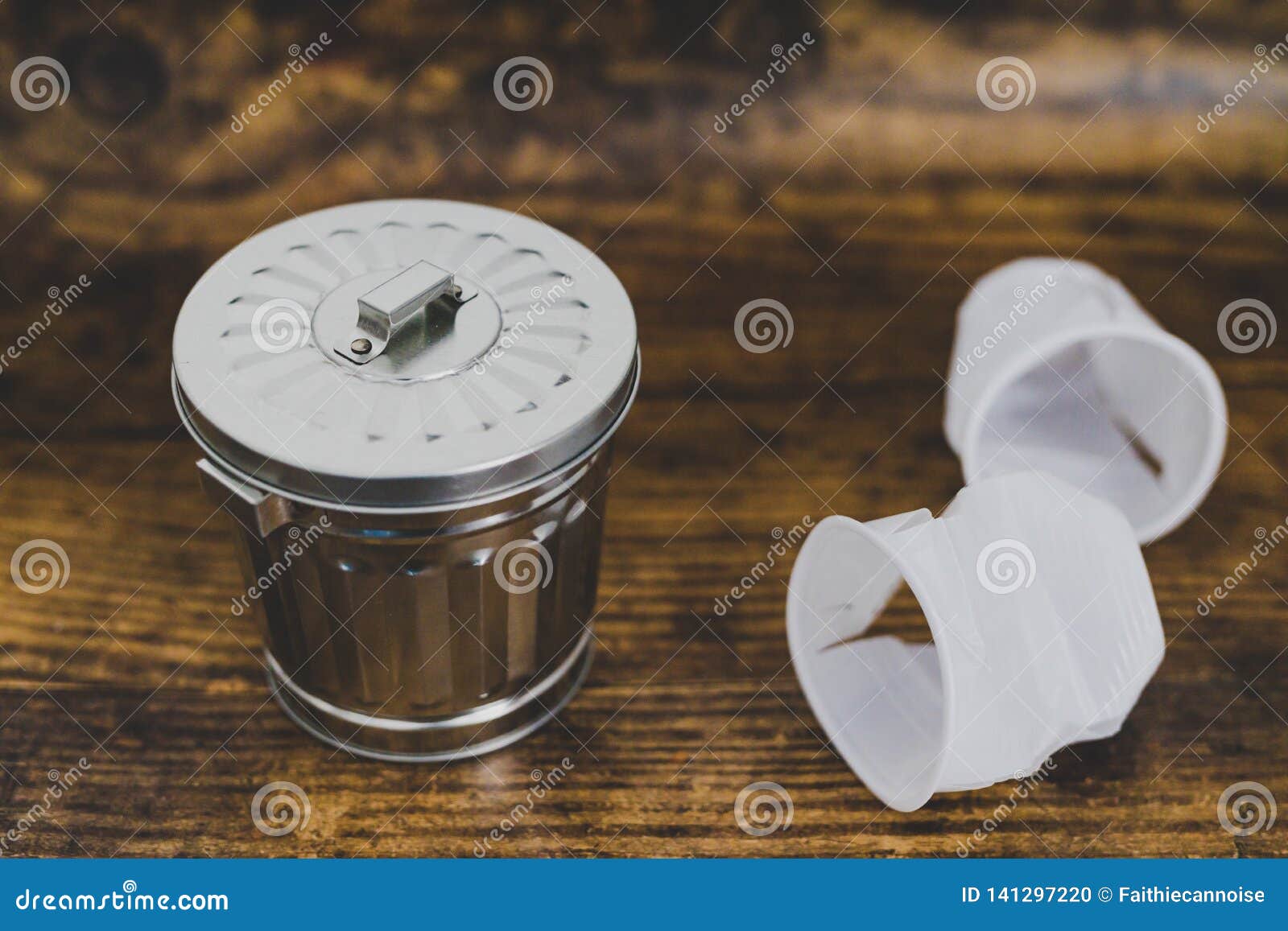 Disposable Cups and Garbage Bin Concept of Reducing Single-use Plastic ...