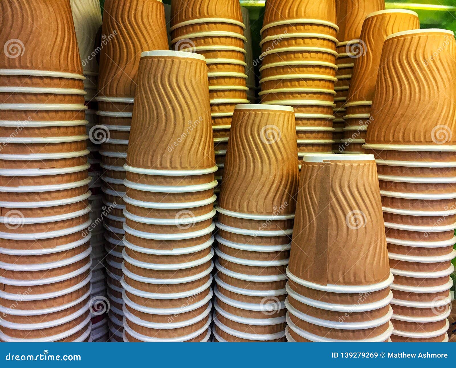 Stacks of Paper Coffee Cups Stock Image - Image of card, coffee: 139279269