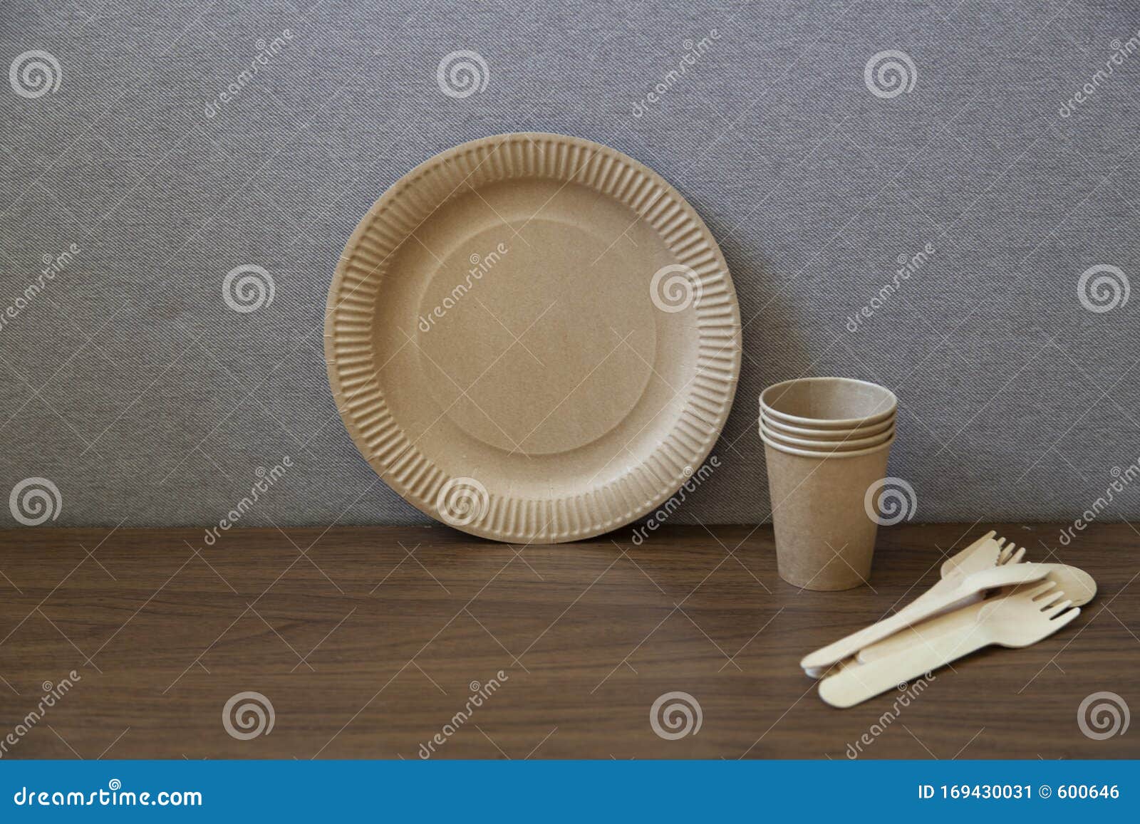 Disposable Eco Dishes from Paper Cardboard Spoon Fork Knife Stock Image ...