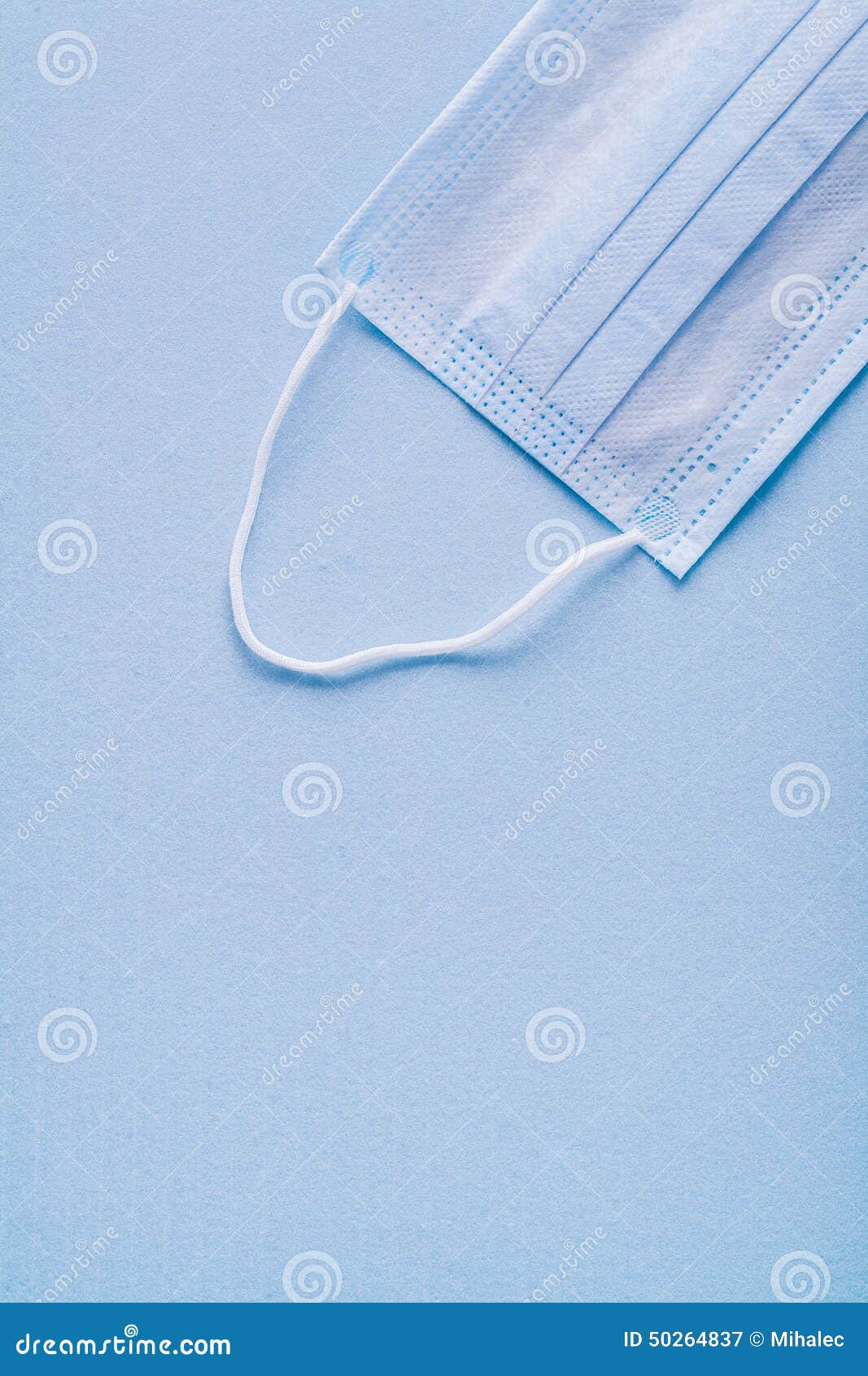 Disposable Face Mask On Blue Background With Stock Image - Image of ...