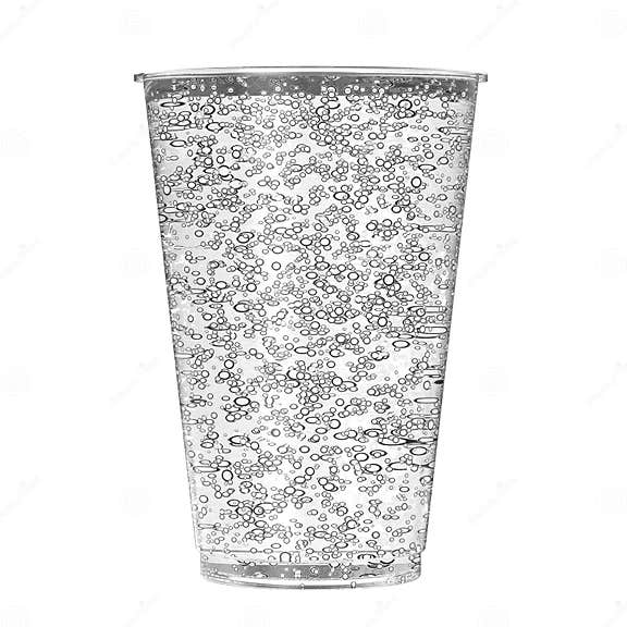 Disposable Glass Of Sparkling Water Isolated On White Background Stock
