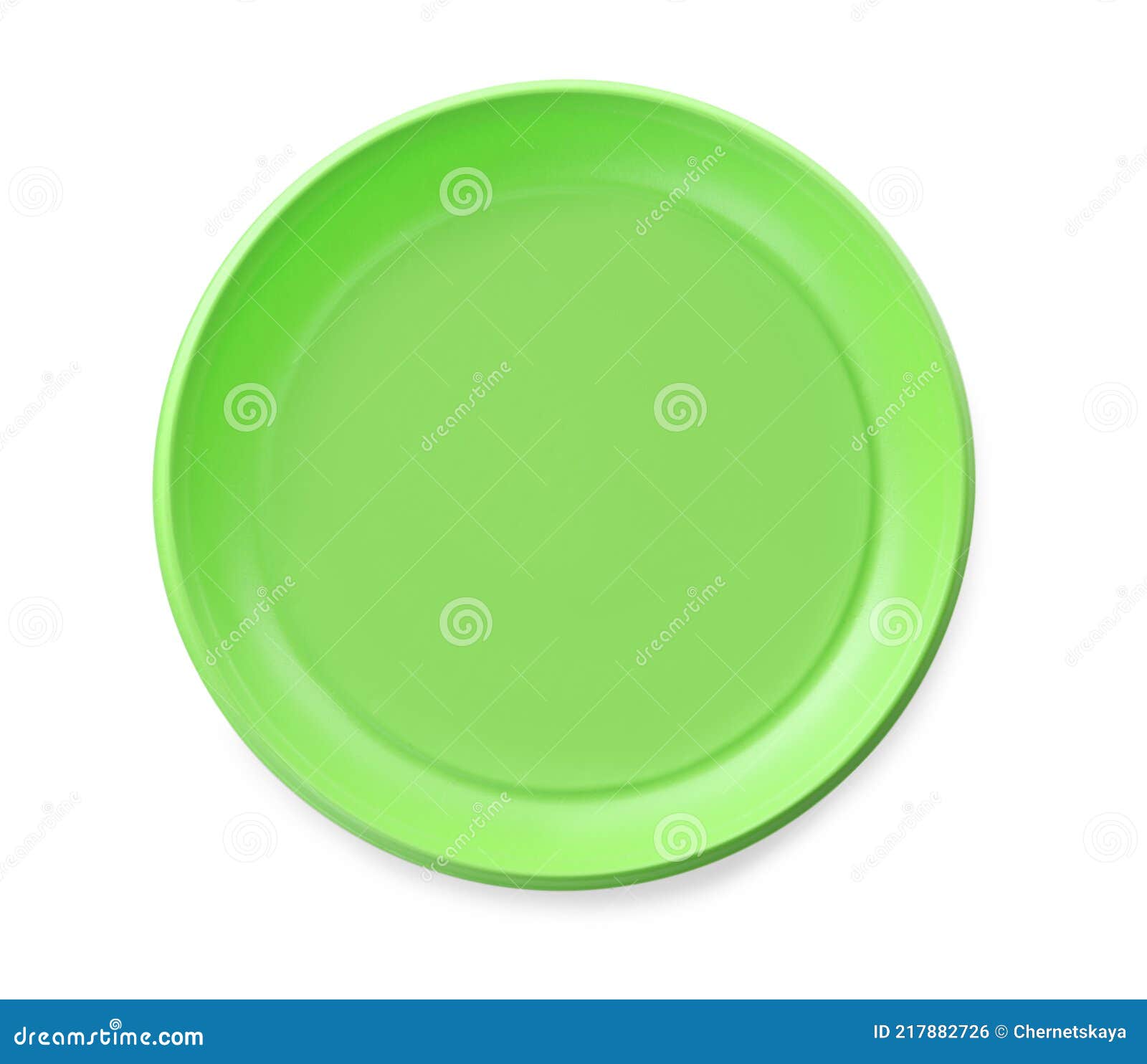 Disposable Green Plastic Plate Isolated on White, Top View Stock Photo ...