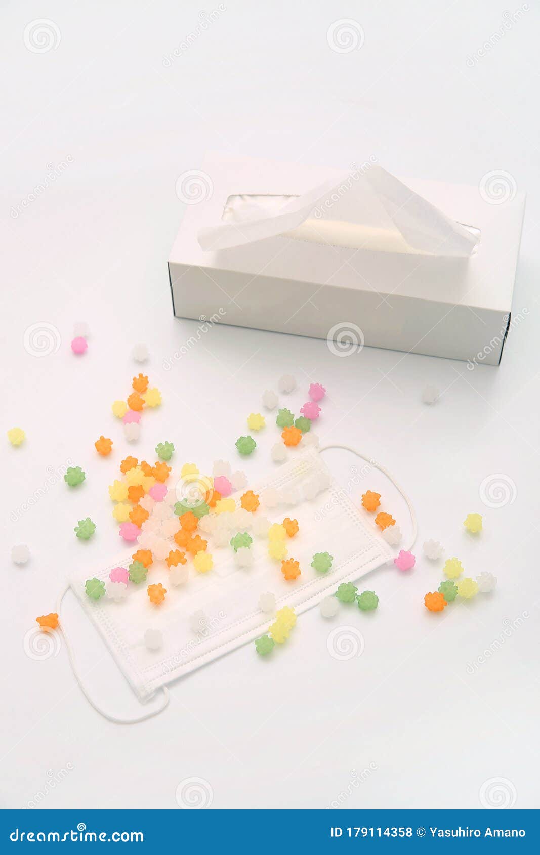 Disposable Mask and Box Type Tissue Stock Photo - Image of protection ...