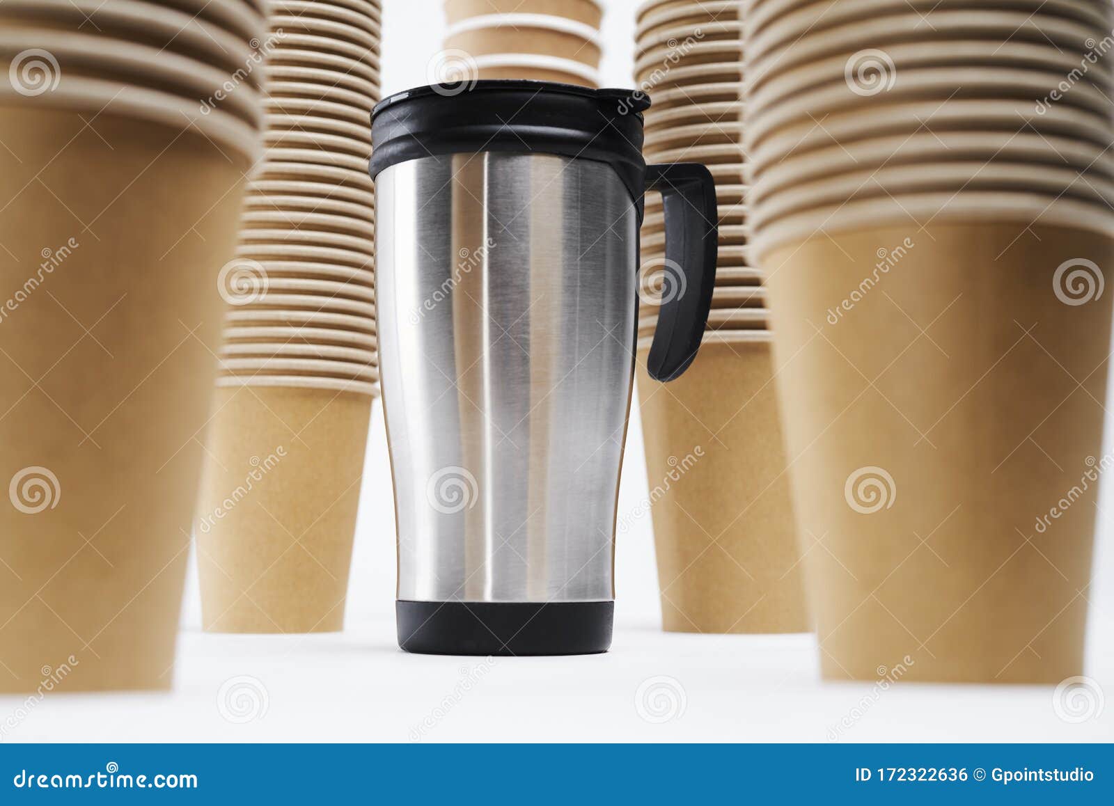 Disposable mugs for coffee stock photo. Image of studio - 172322636