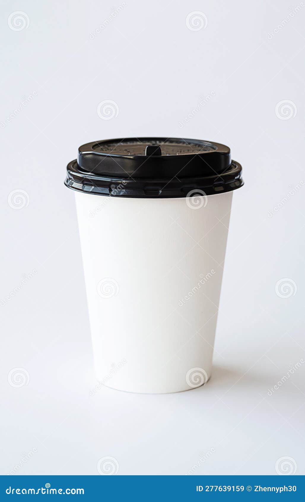 Disposable Paper Coffee Cup with Plastic Lid Mock Up Stock Image ...