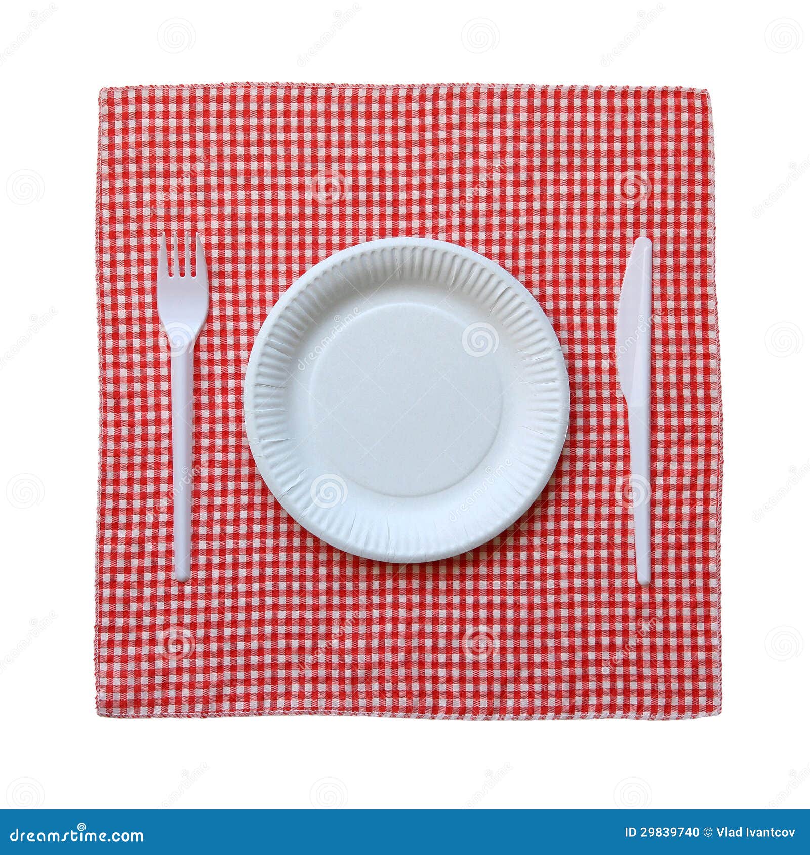 Paper Plate On A Checkered Cloth. Stock Photo | CartoonDealer.com #29839740