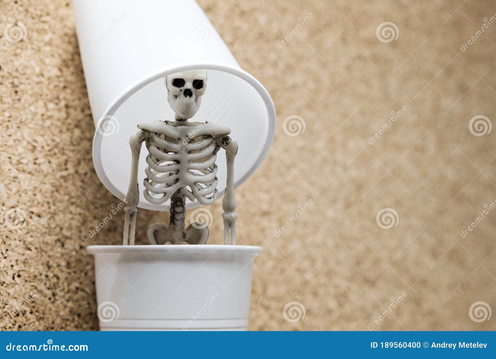 Disposable Plastic Cup in Which a Plastic Skeleton Stock Photo - Image ...