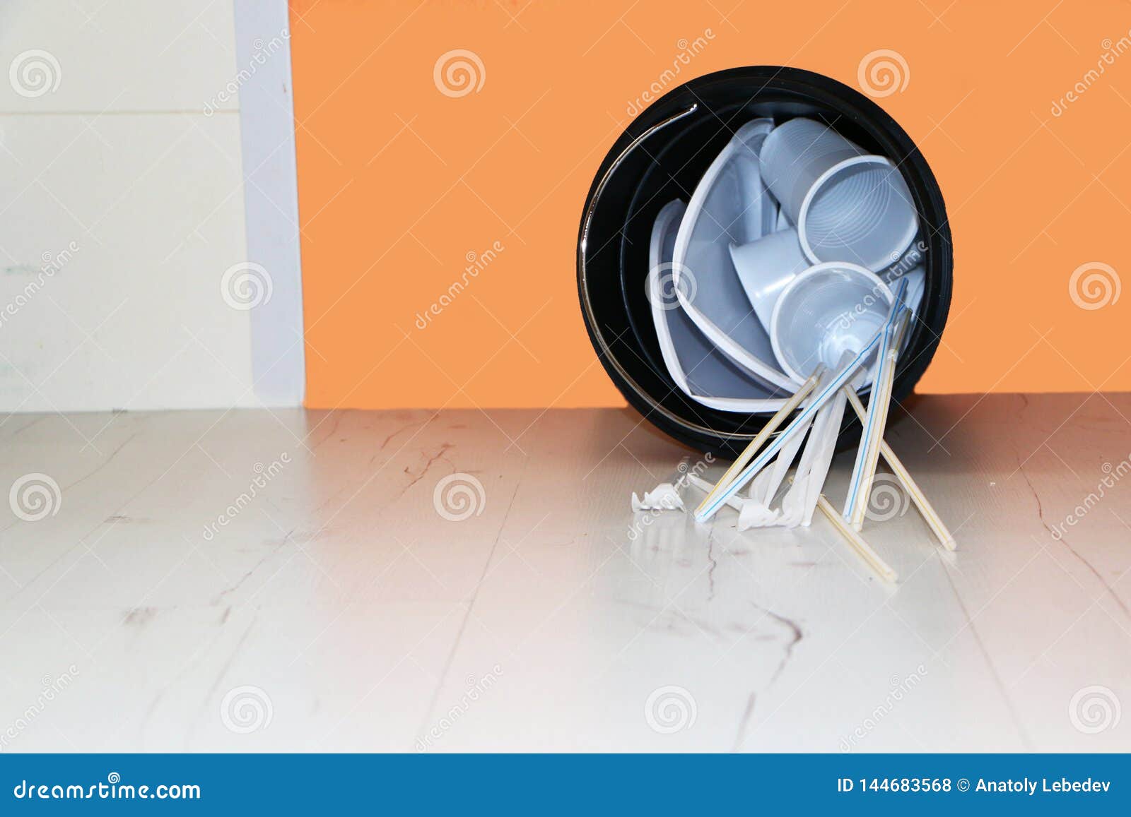 Disposable Plastic Dishes in the Trash Stock Photo - Image of bucket ...