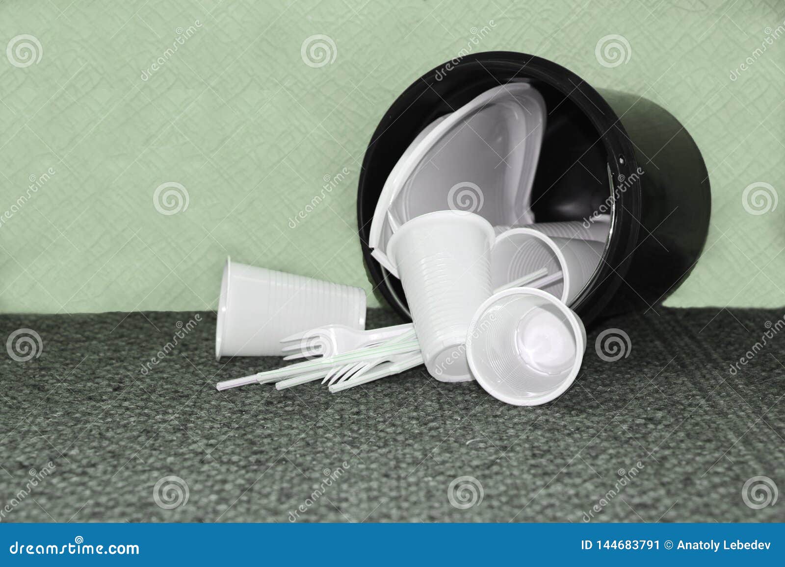Disposable Plastic Dishes in the Trash Stock Image - Image of health ...