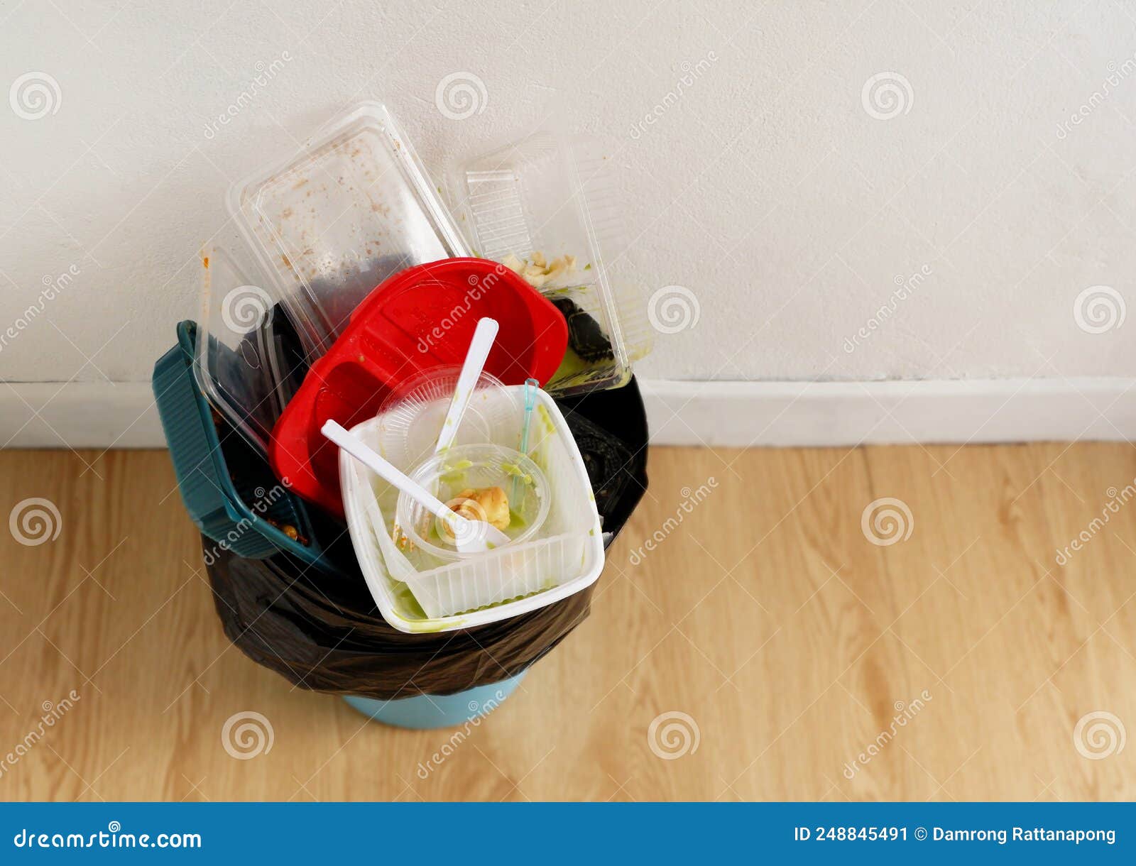 Disposable Plastic Food Containers in the Trash, Household Plastic ...