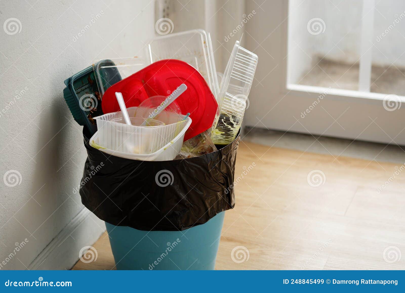 Disposable Plastic Food Containers in the Trash, Household Plastic ...