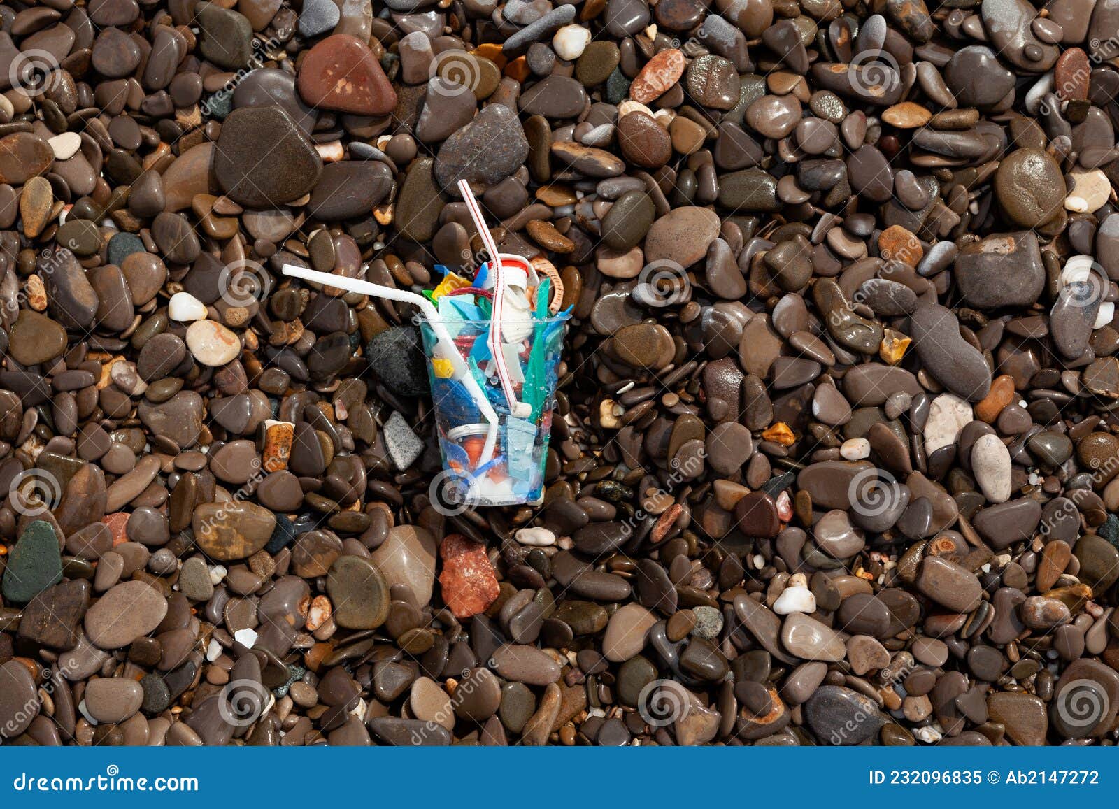 Excessive Use Of Plastic Bags. Shocked Woman Gathered Heap Of Used ...