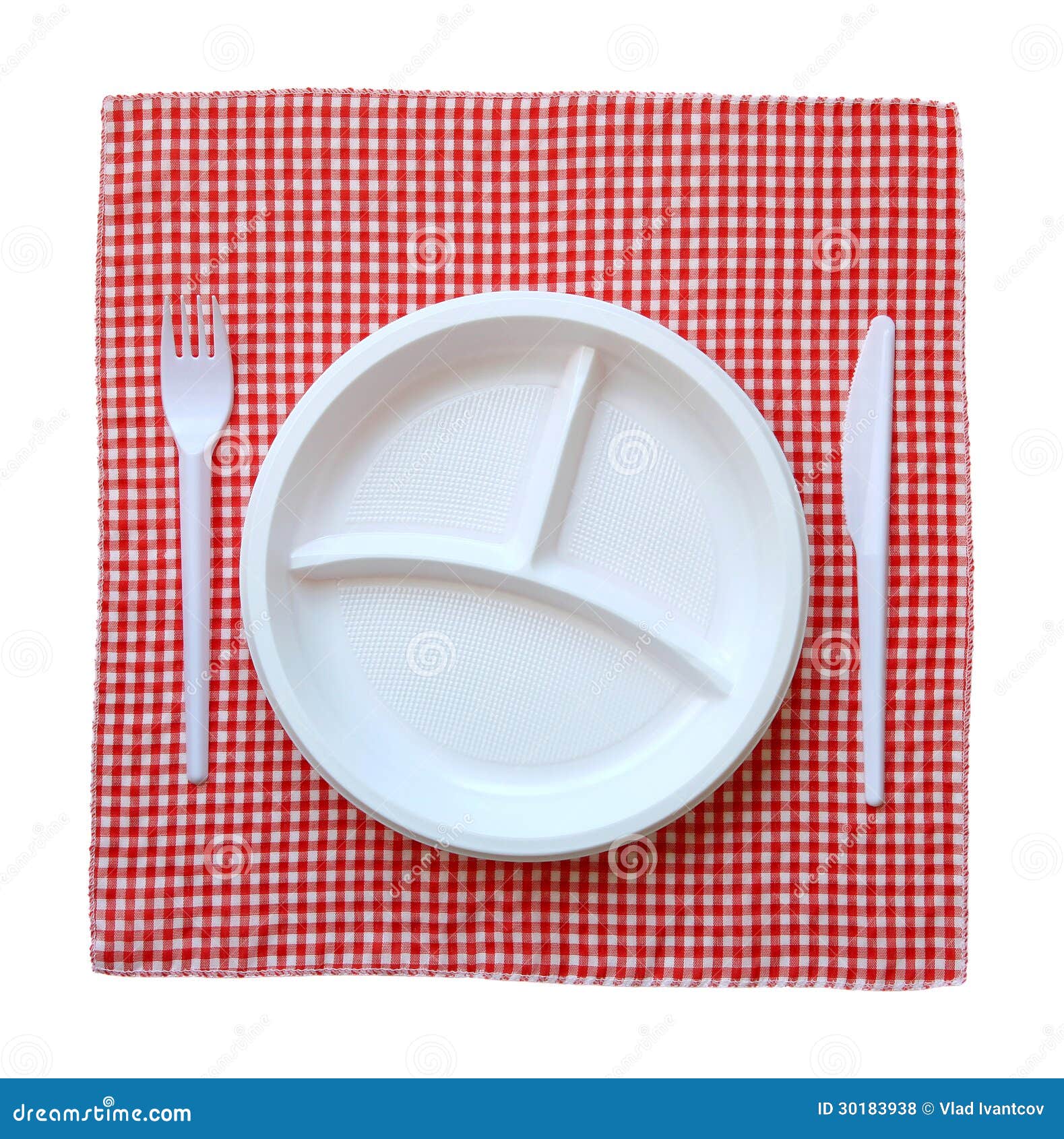 Empty plastic plate. stock photo. Image of napkin, fork - 30183938