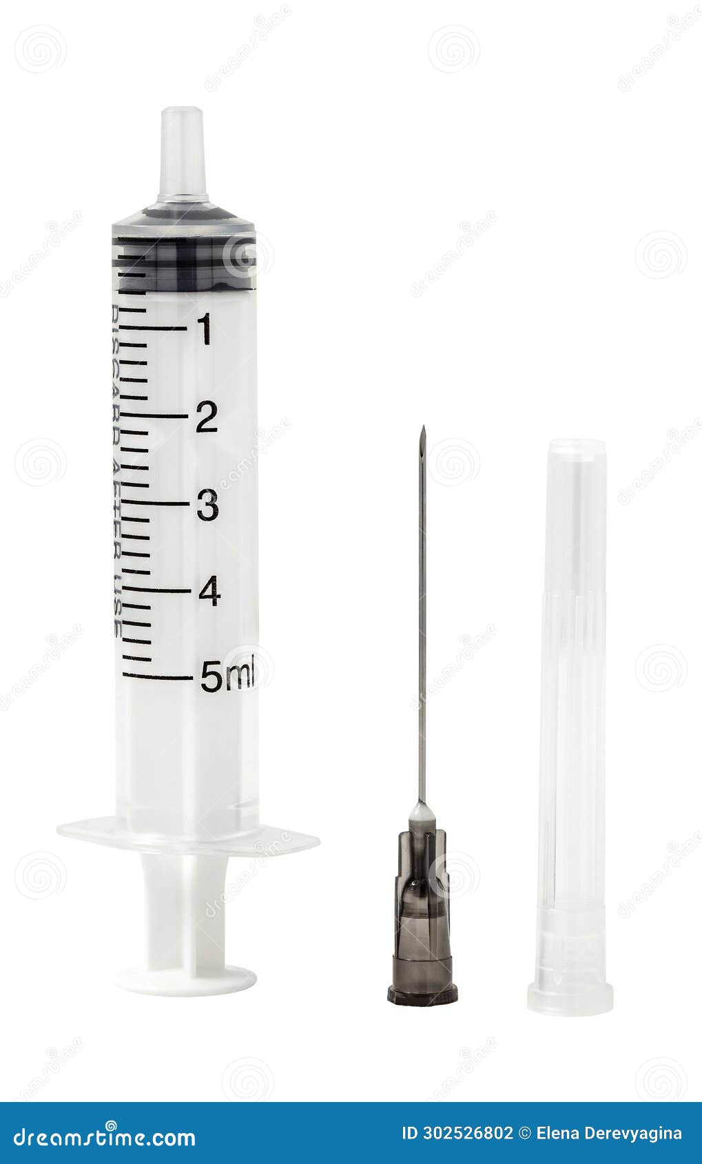 Disposable Plastic Syringe, Detached Needle and Protective Cap ...
