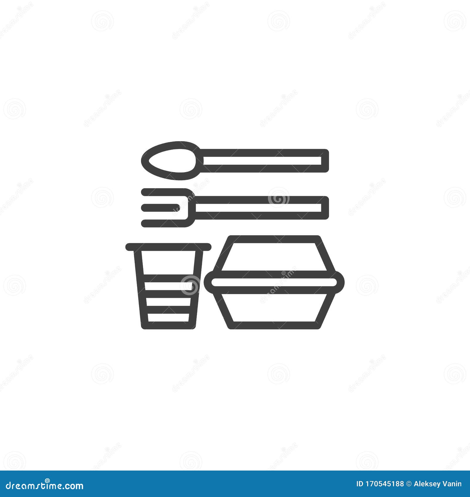 Disposable Plastic Tableware Line Icon Stock Vector - Illustration of ...
