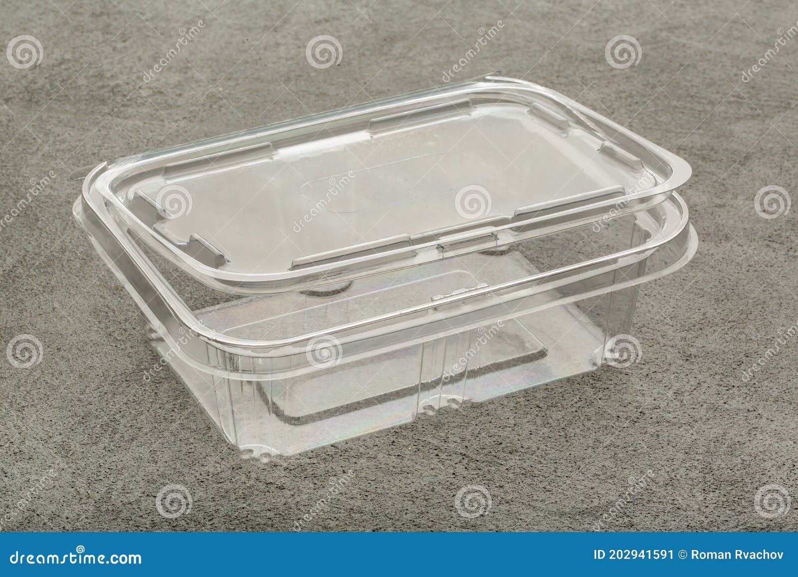 Disposable Plastic Transparent Lunch Box on a Gray Background. Stock ...