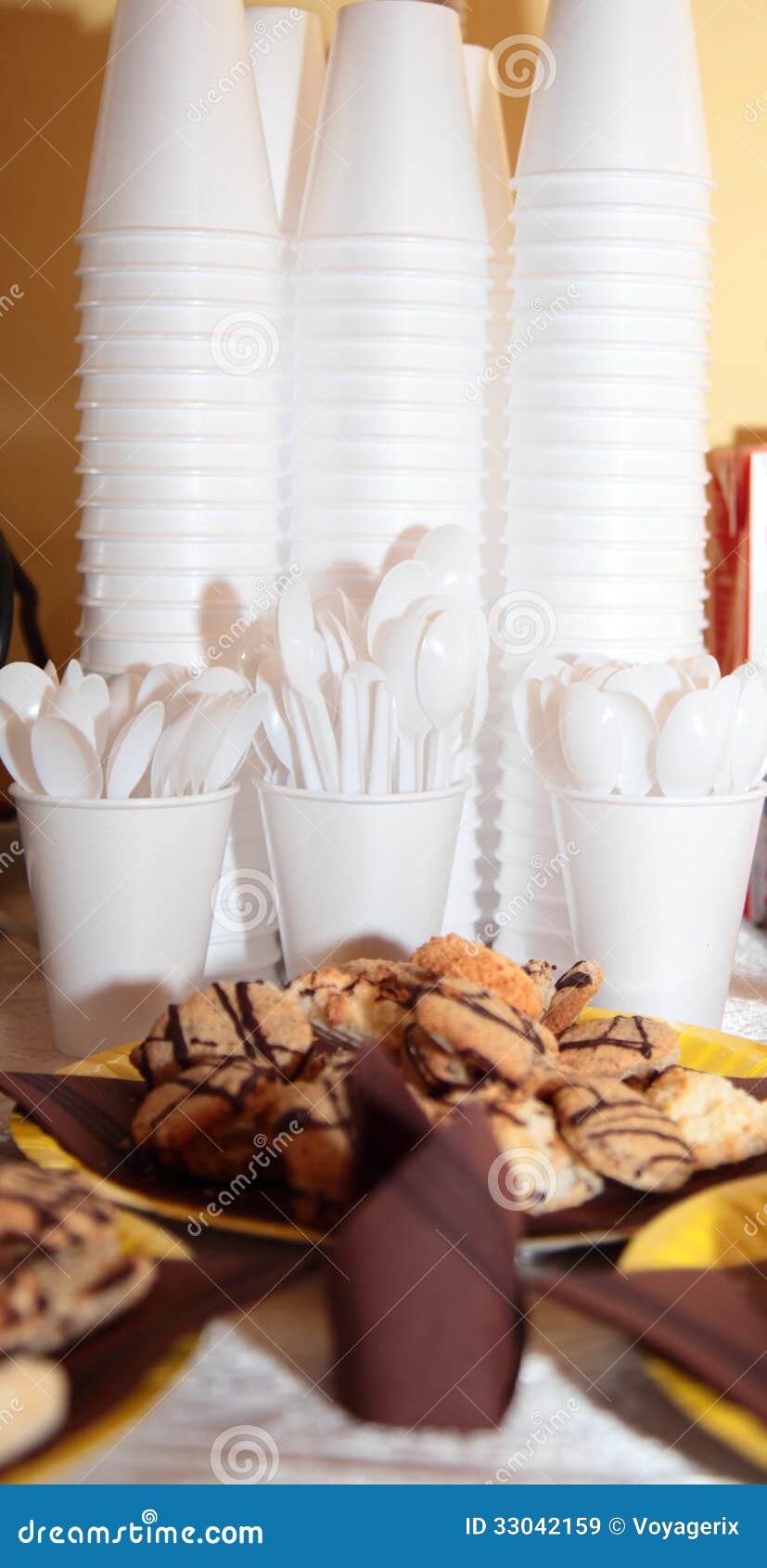 Disposable Plastic Utensils Cups and Spoons Stock Image - Image of ...