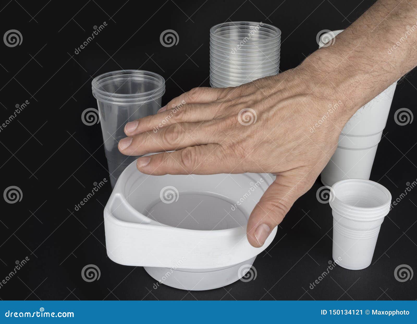 Disposable Plastic Ware on a Black Background Stock Image - Image of ...