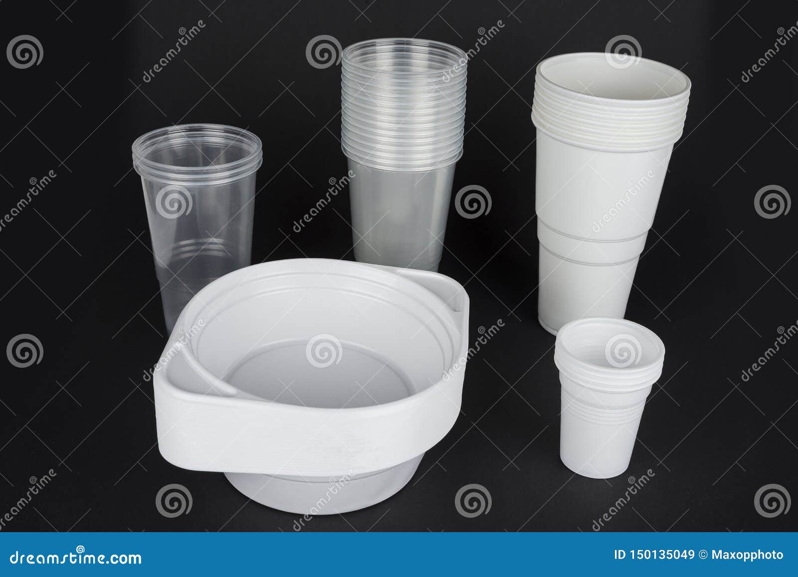 Disposable Plastic Ware on a Black Background Stock Image - Image of ...