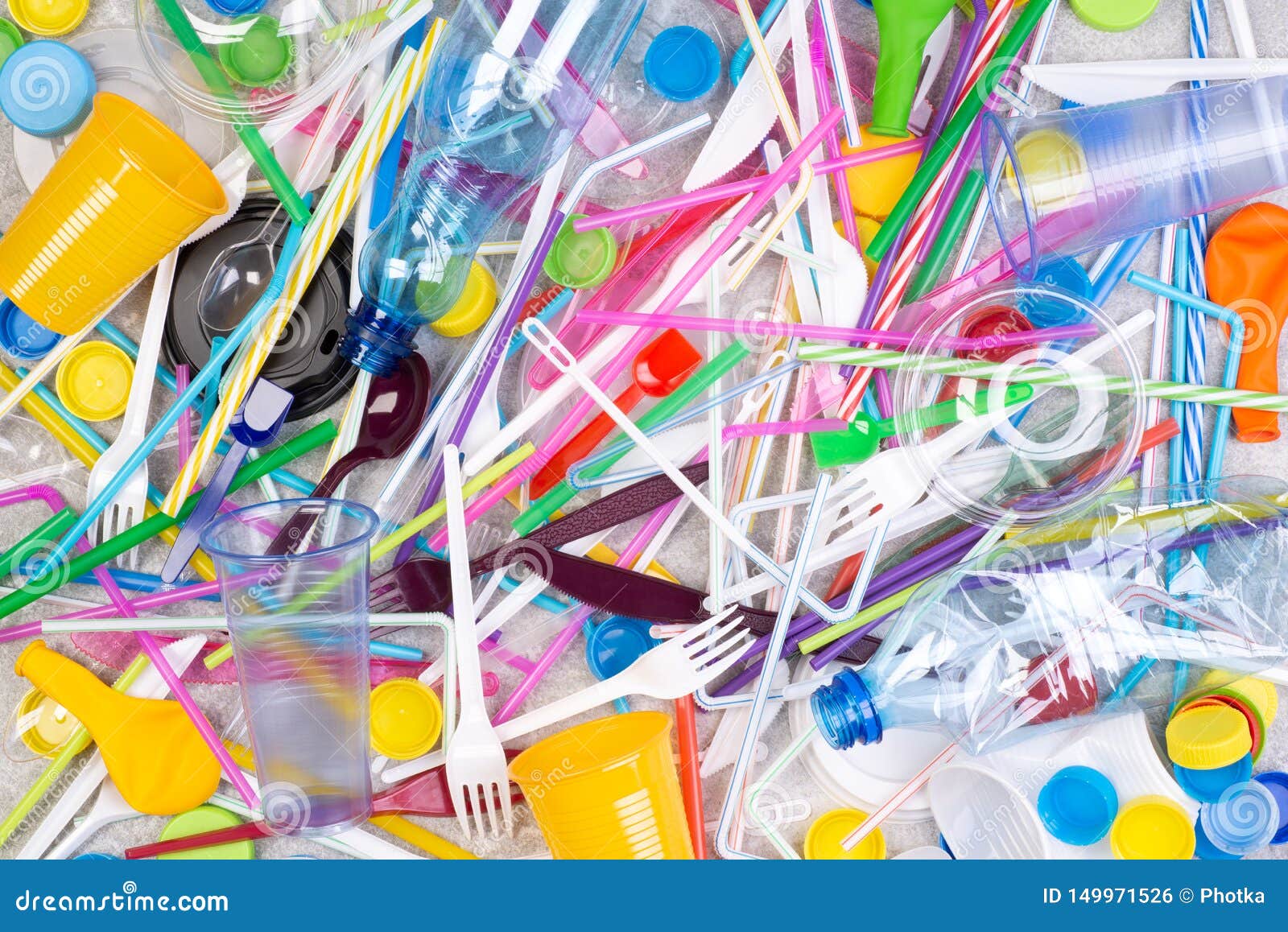 Disposable Single Use Plastic Objects That Cause Pollution Of The ...