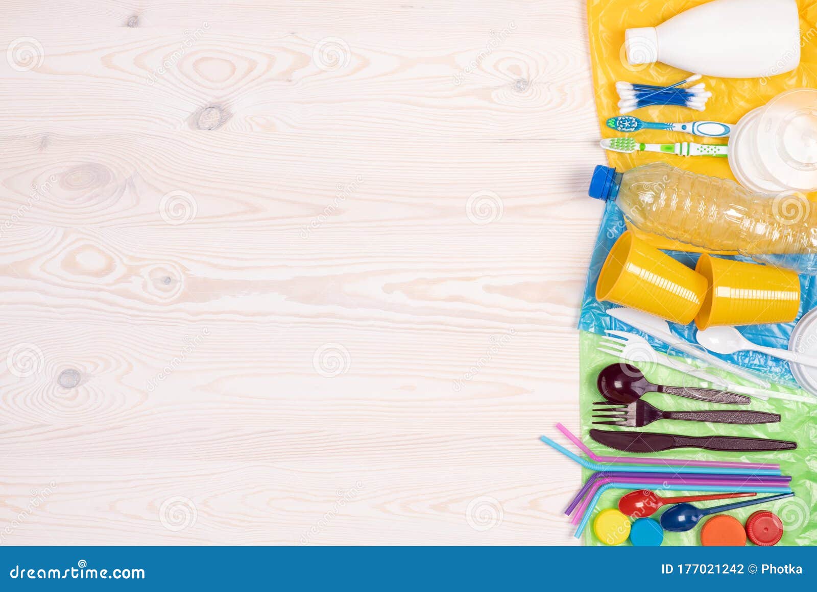 Disposable Single Use Plastic Objects Such As Bottles, Cups, Forks ...