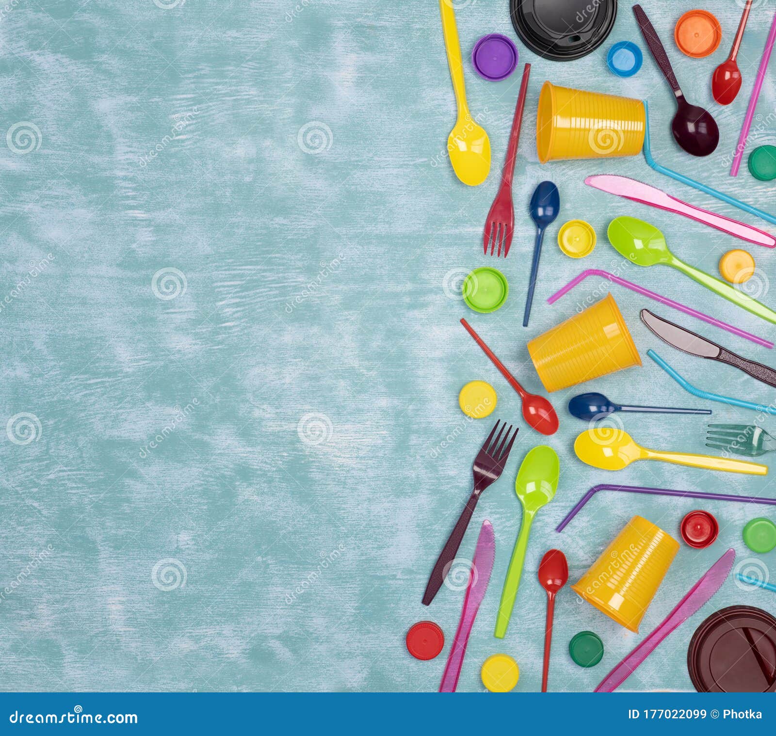 Disposable Single Use Plastic Objects Such As Cups, Forks and Spoons ...