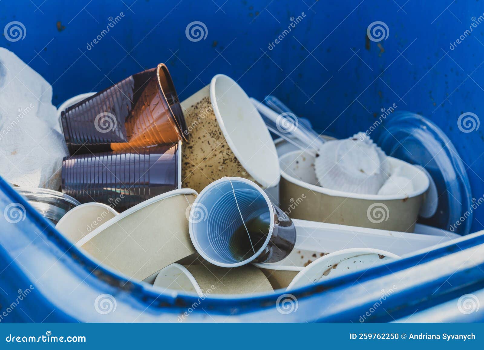 Disposable Single Use Plastin in Garbage Bin Stock Photo - Image of ...
