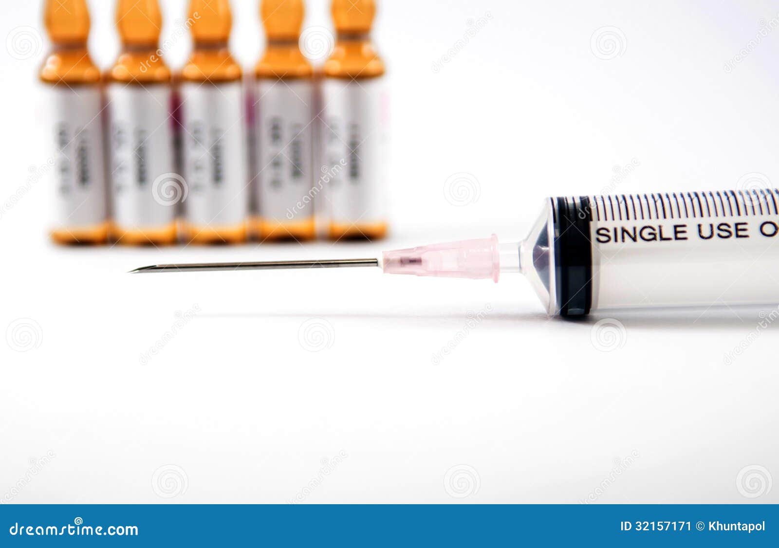 Disposable Syringe and Brown Ampule Stock Image - Image of medicament ...