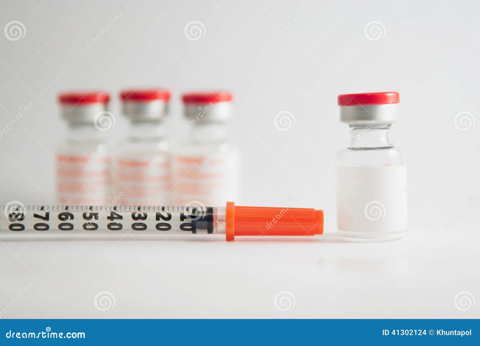 Disposable Syringe and Injection Vials Stock Photo - Image of ...
