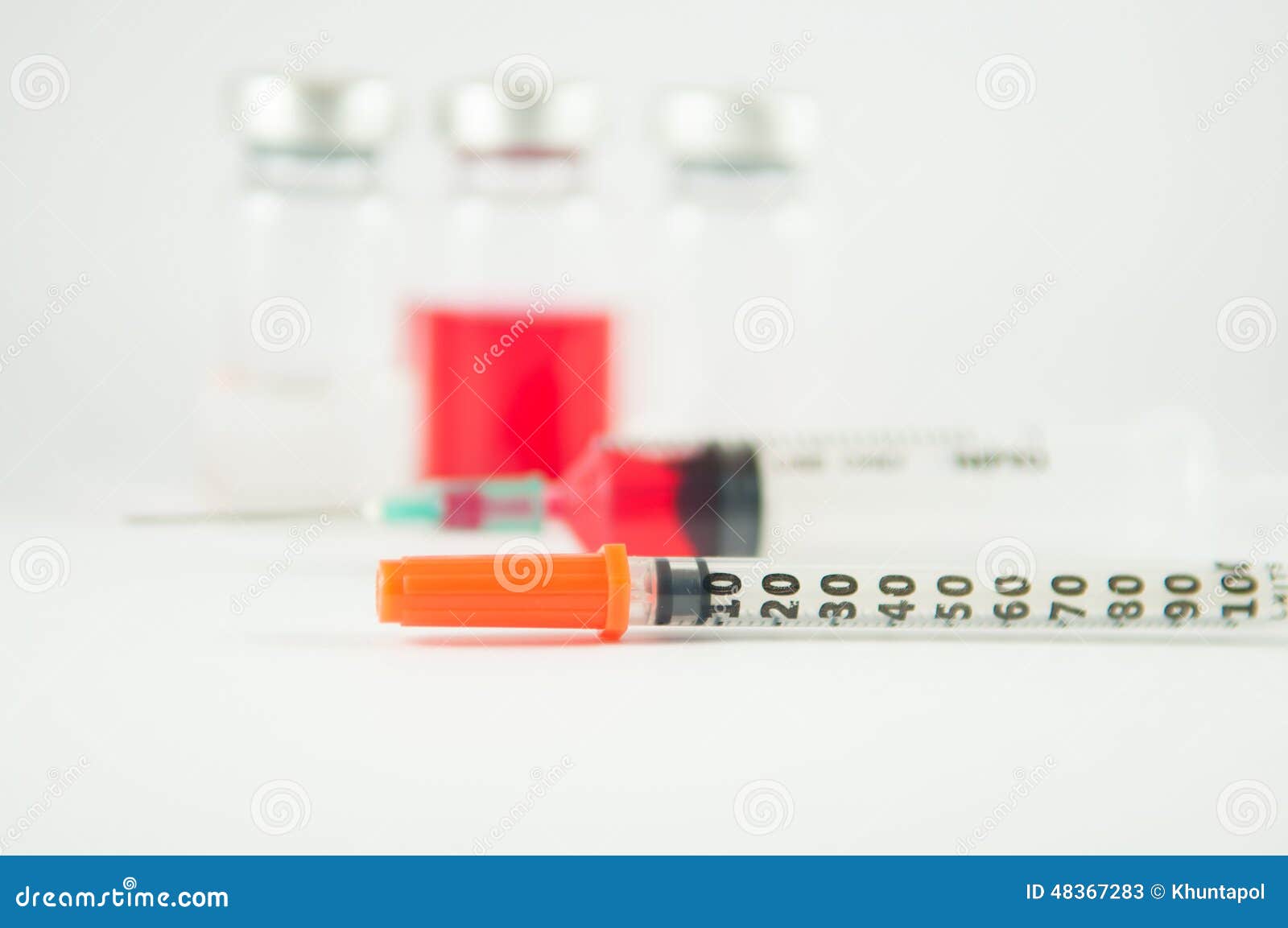 Disposable Syringe and Injection Vials Background Stock Image - Image ...
