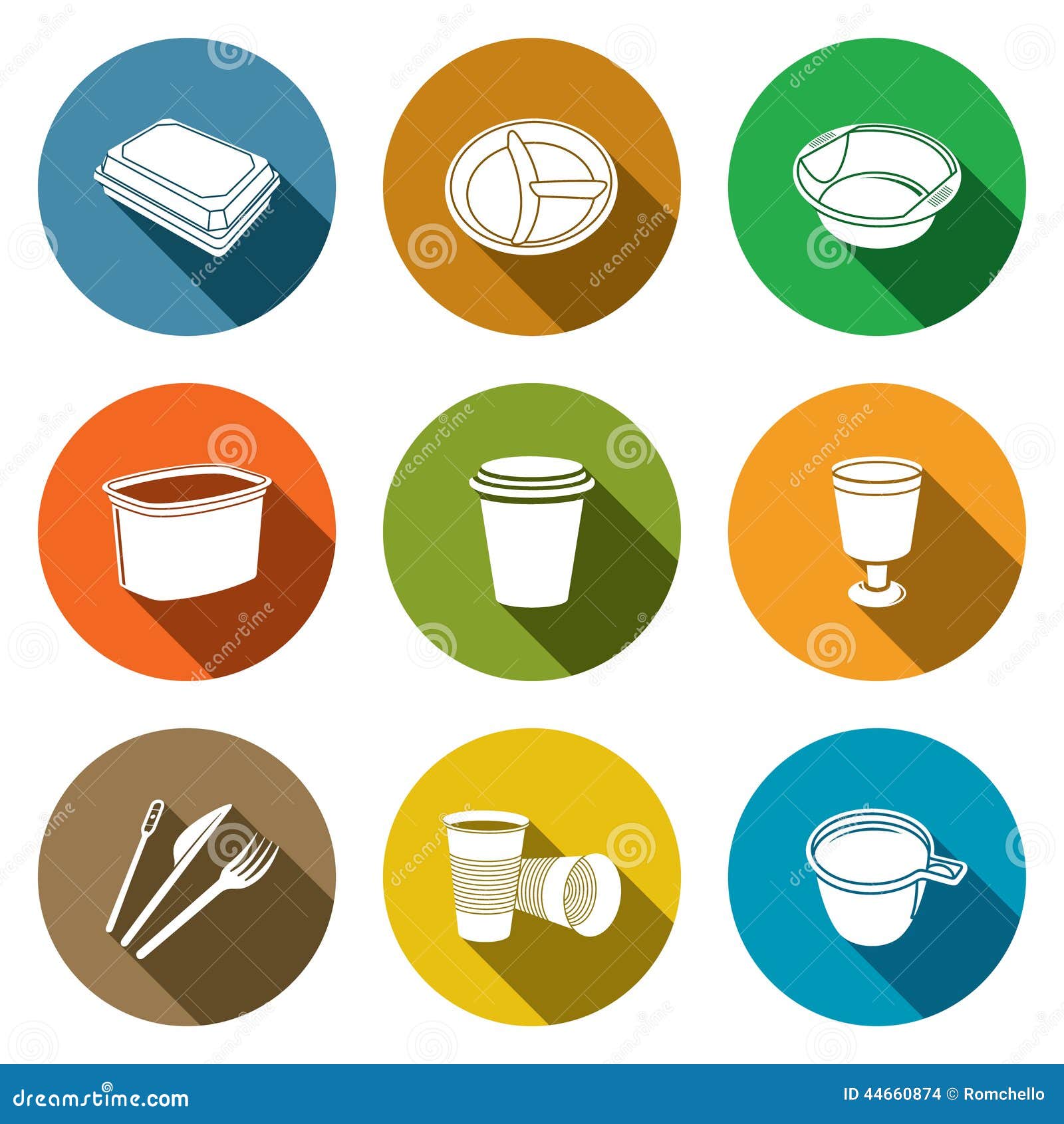 Disposable tableware Icons stock illustration. Image of icons - 44660874