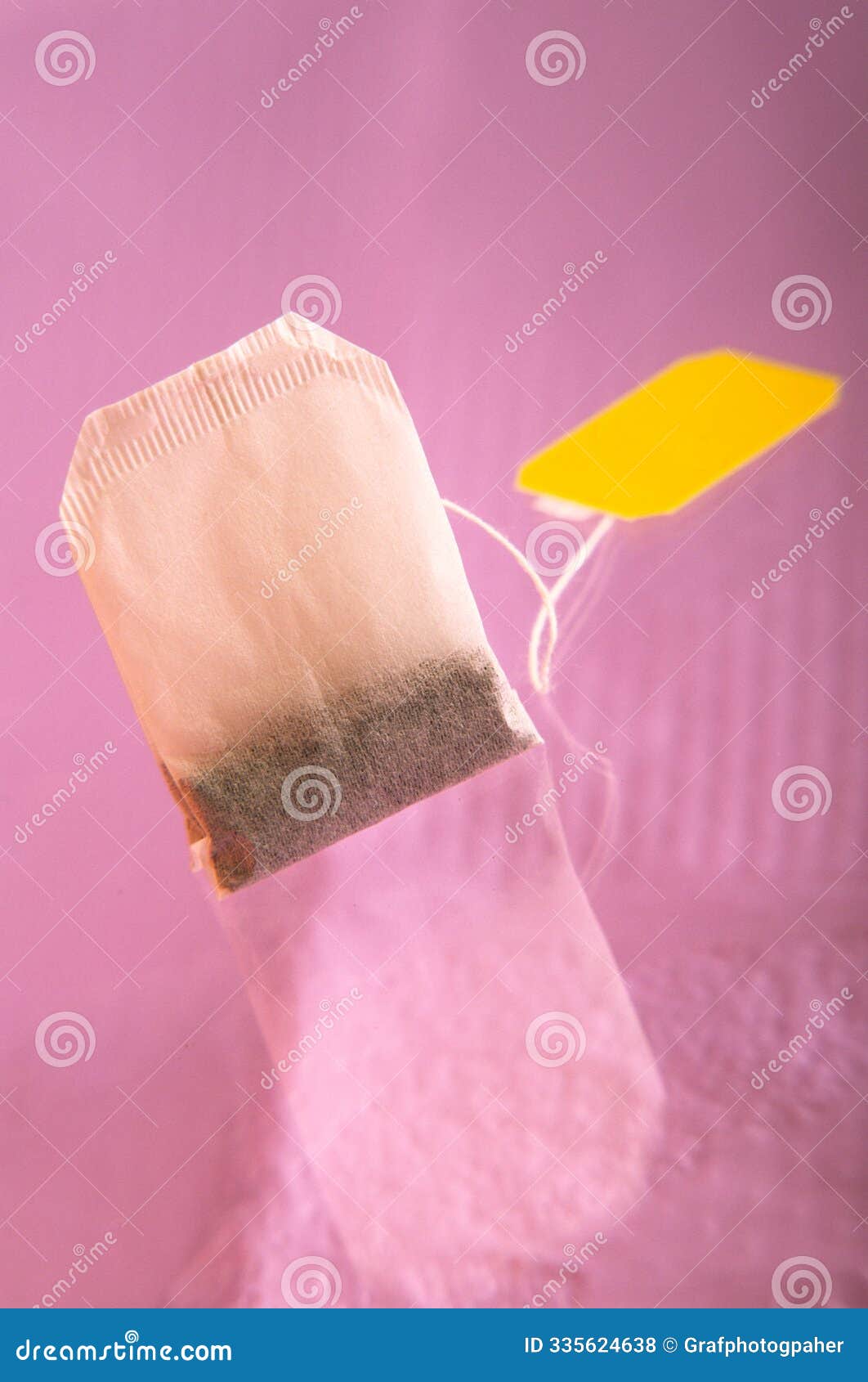 Disposable Tea Bag with Label on the Table Stock Photo - Image of small ...
