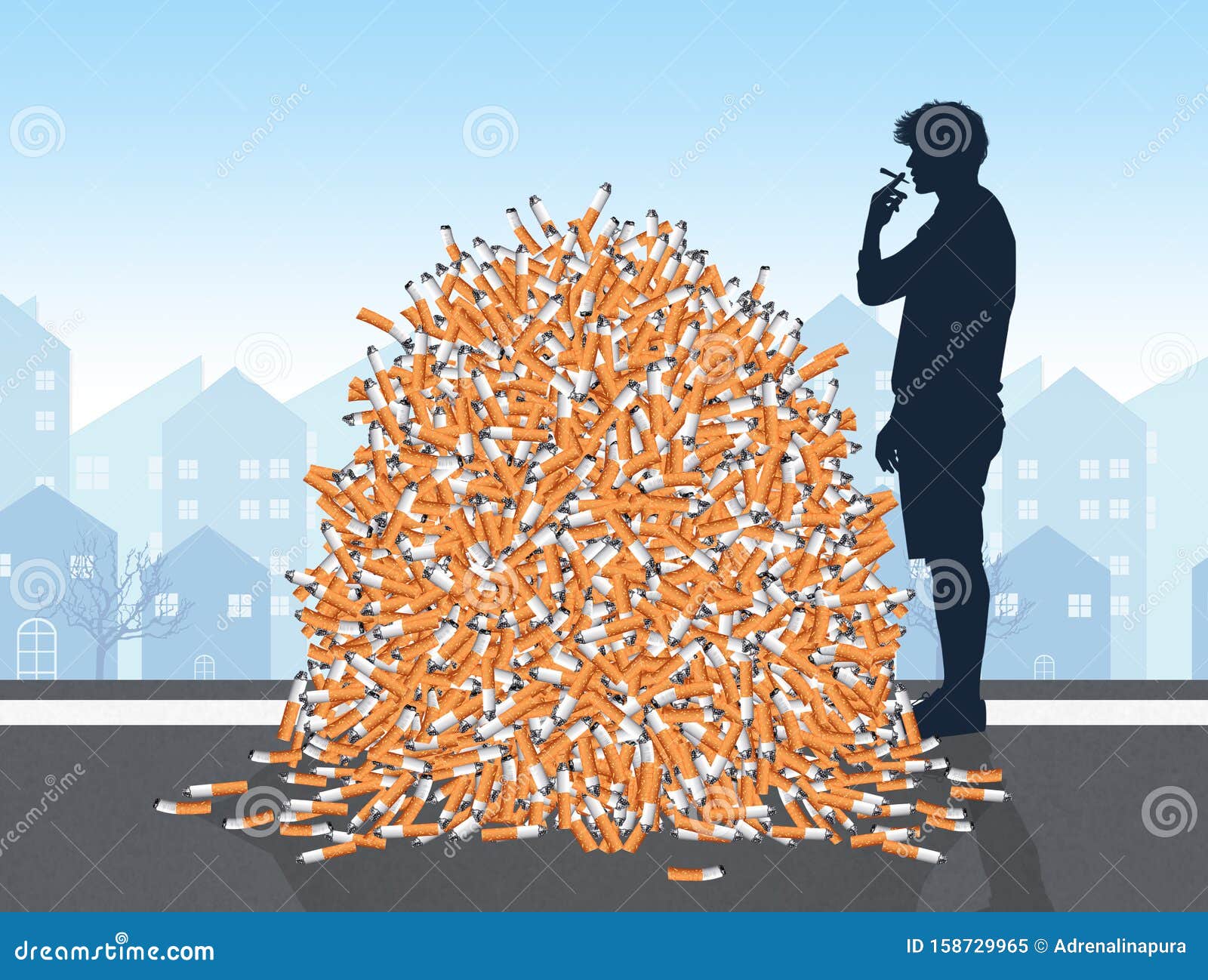 Disposal of Cigarette Butts Stock Illustration - Illustration of ...