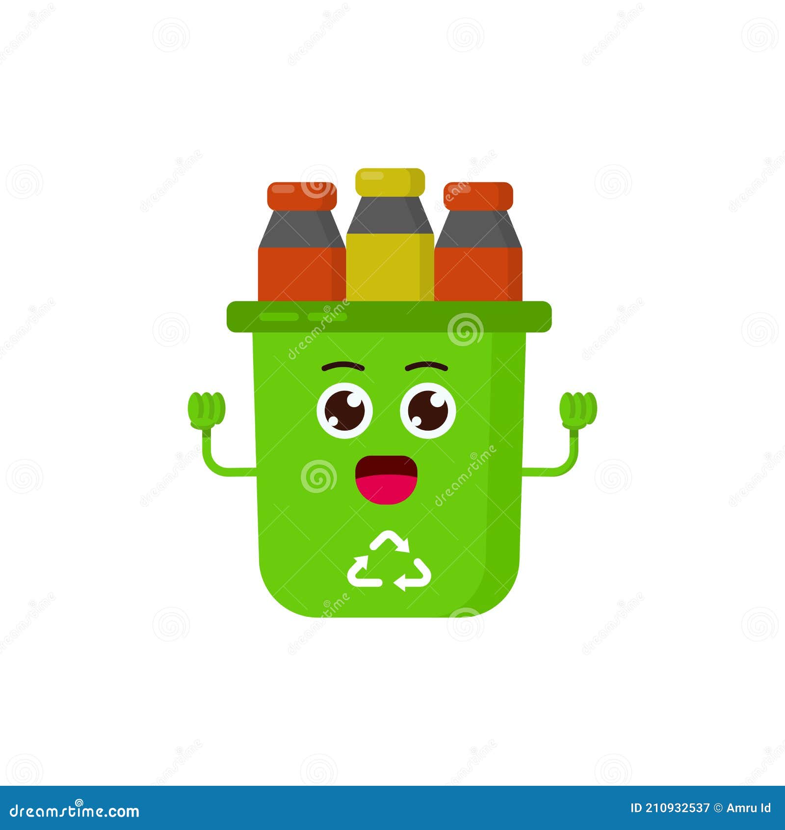 Dispose of Plastic Trash in Special Trash Can Icon, and Illustration ...