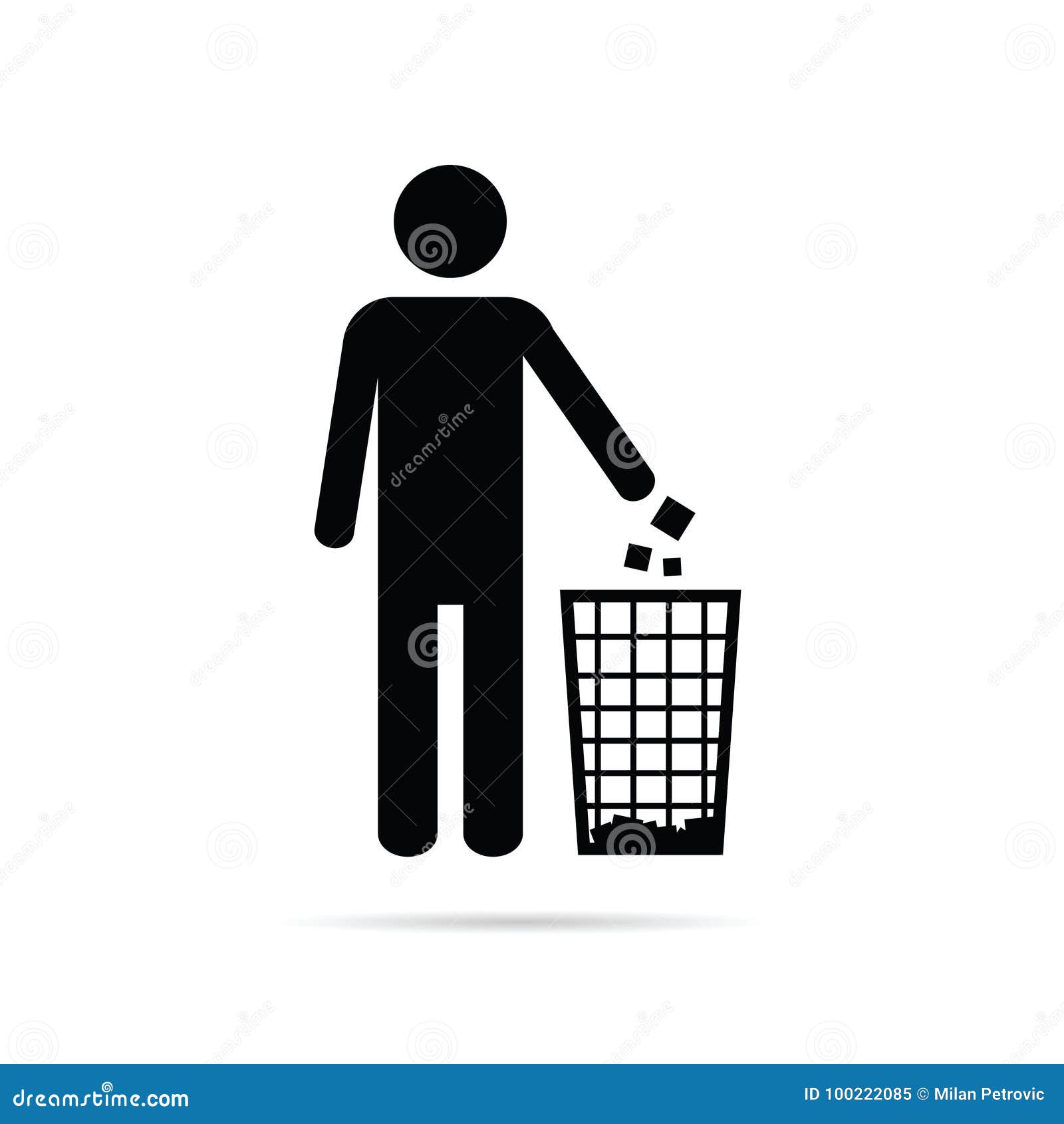 Dispose Trash Icon with Man Illustration Stock Vector - Illustration of ...