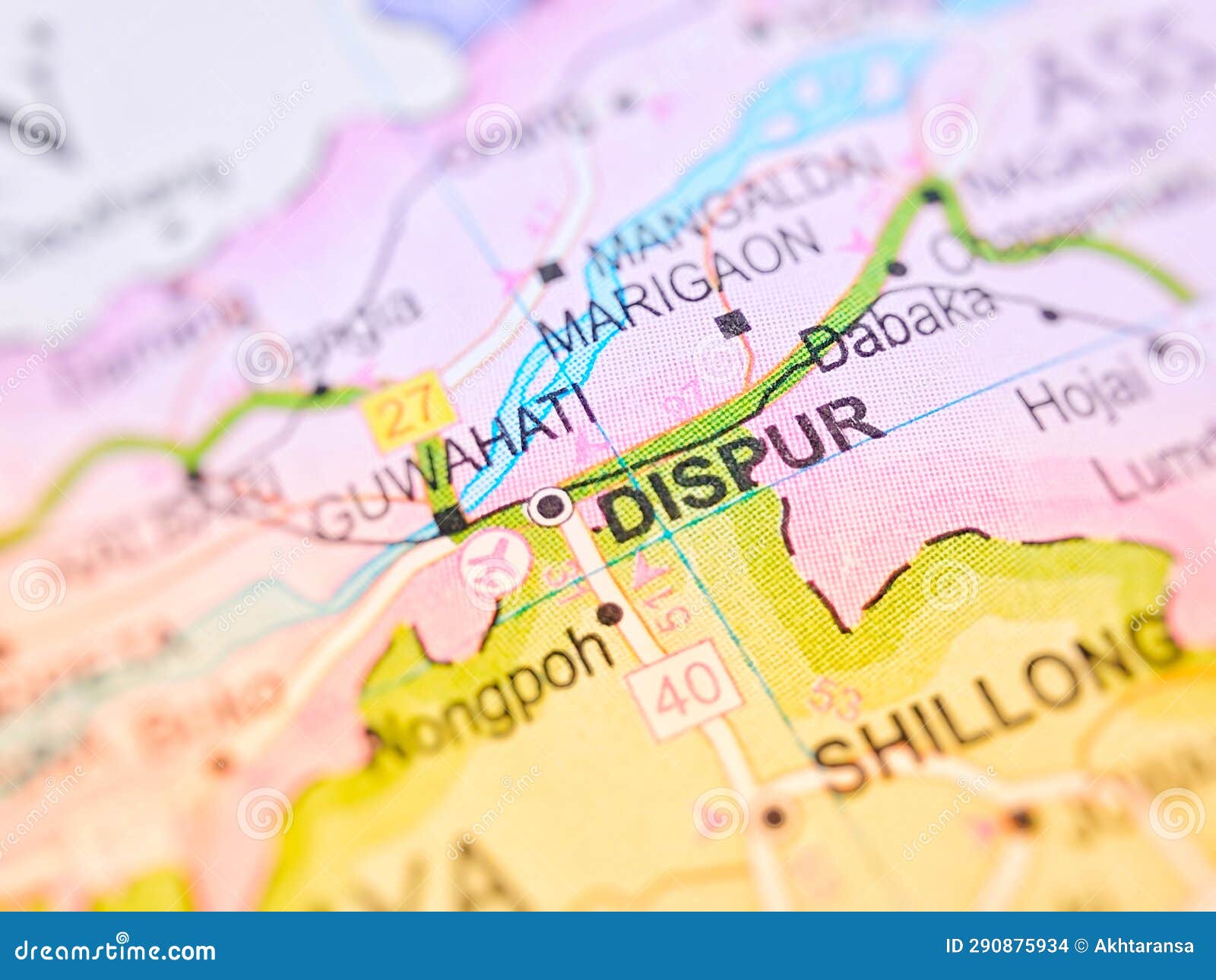 Dispur on a Map of India with Blur Effect Stock Photo - Image of ...