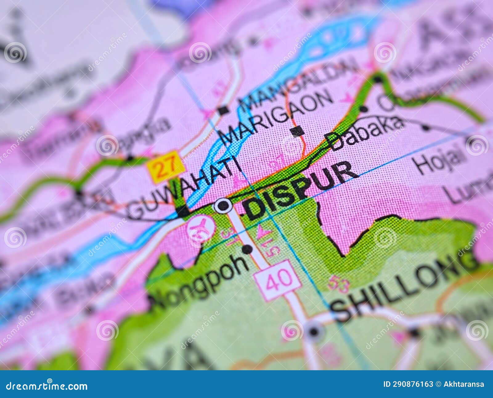 Dispur on a Map of India with Blur Effect Stock Image - Image of ...