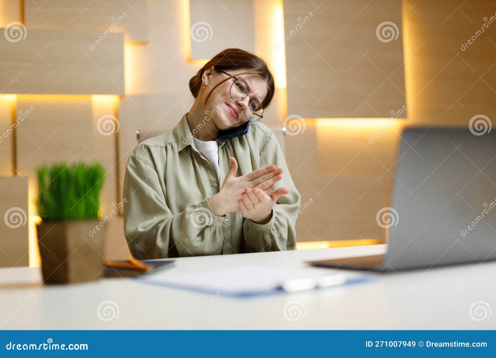 Dispute on the Phone, Annoyed Woman Has a Conversation with Tech ...