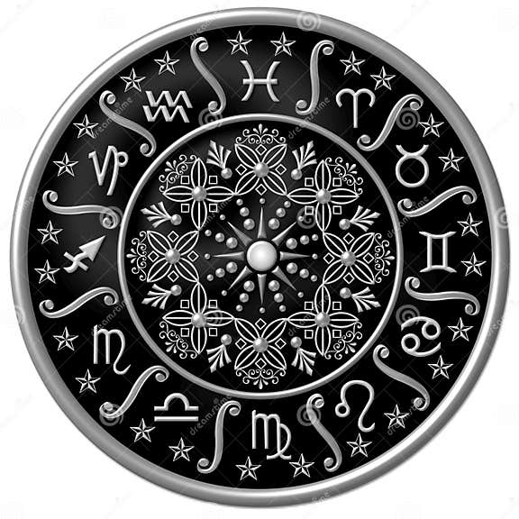 Disque noir de zodiaque illustration stock. Illustration du astrologie ...
